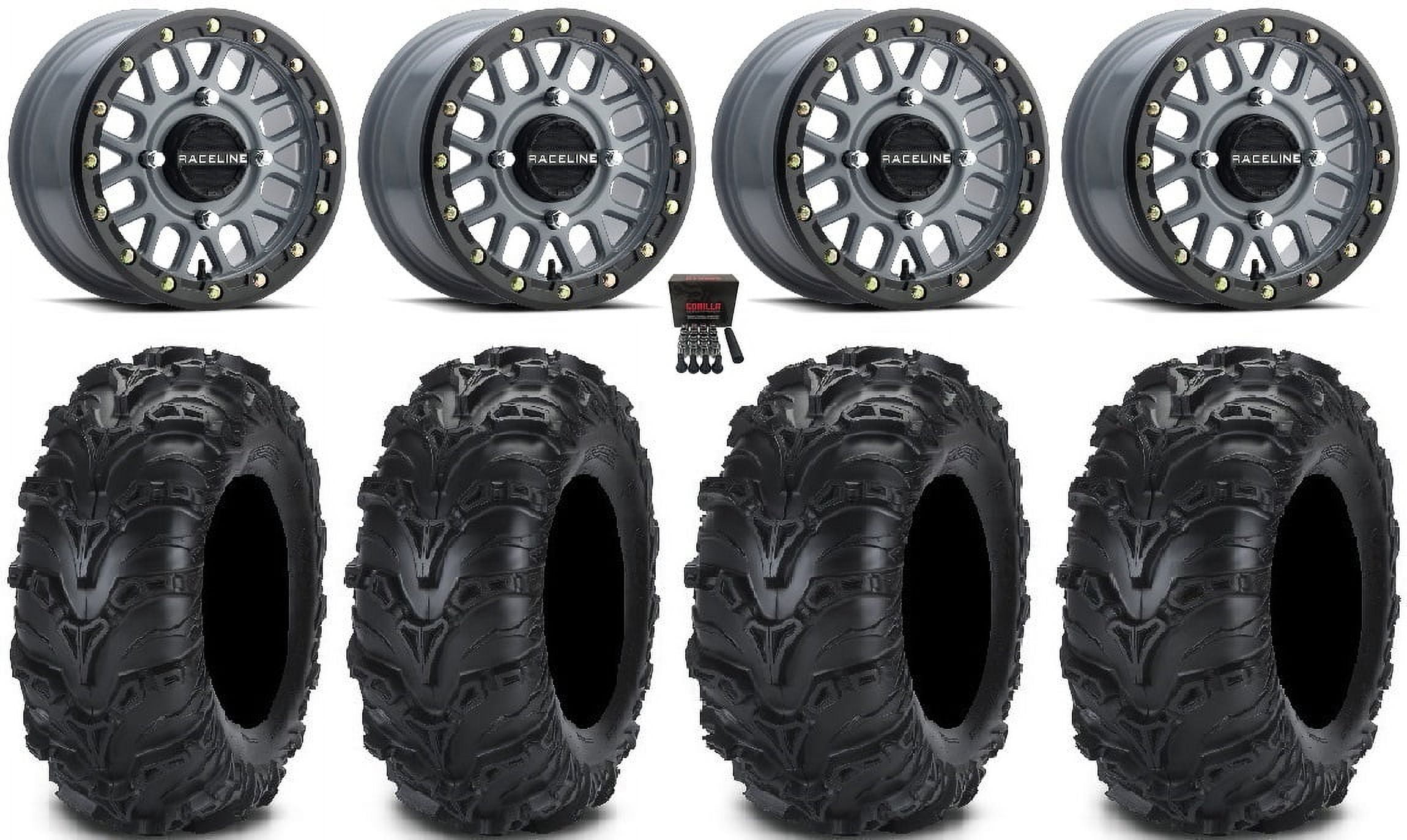 Raceline Podium Bdlk 14" Wheels Gy +38mm/+10mm 28" Mud Lite II Tires ...
