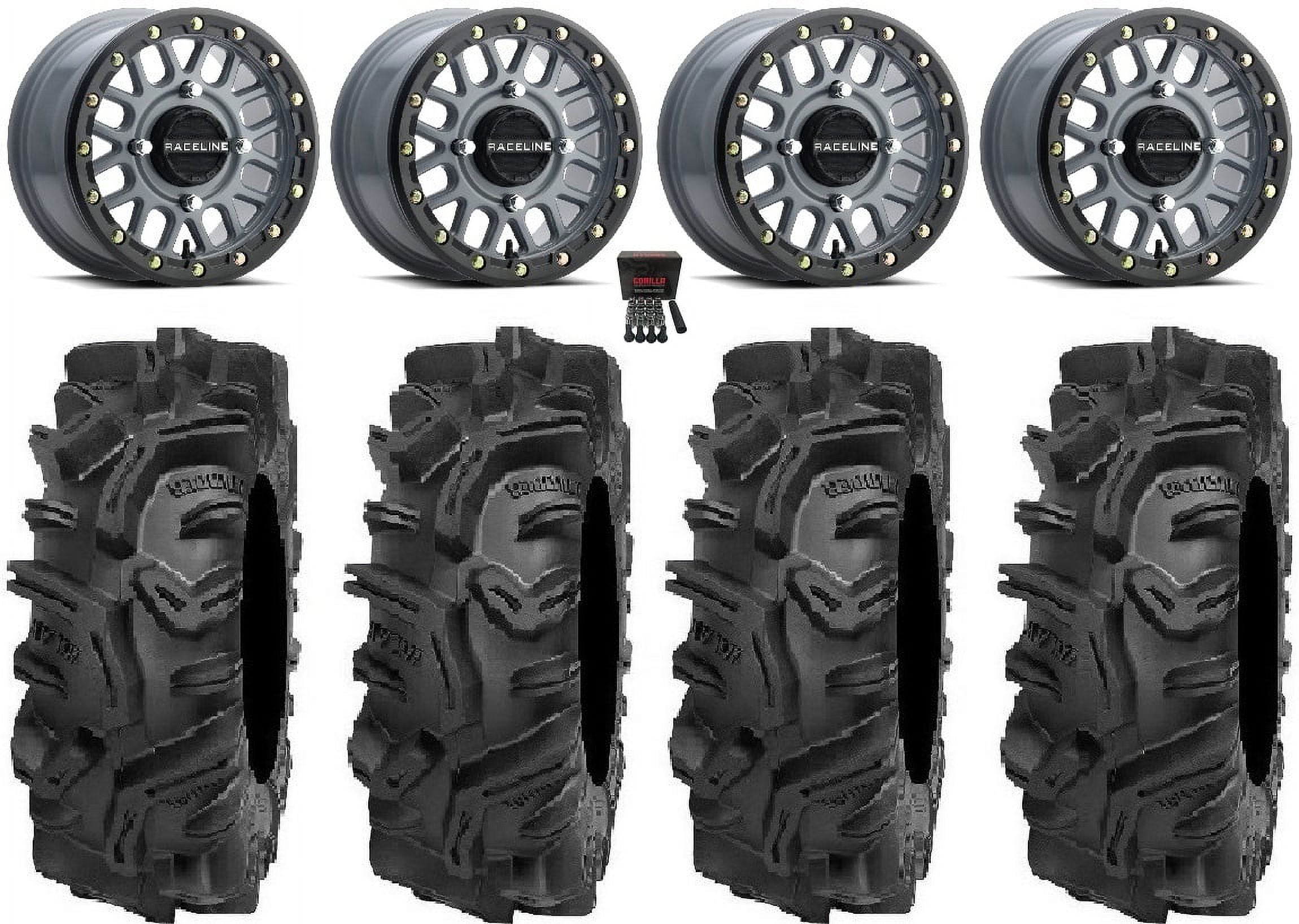 Raceline Podium Bdlk 14" Wheels Gy +38mm/+10mm 28" Mudda Inlaw Tires ...