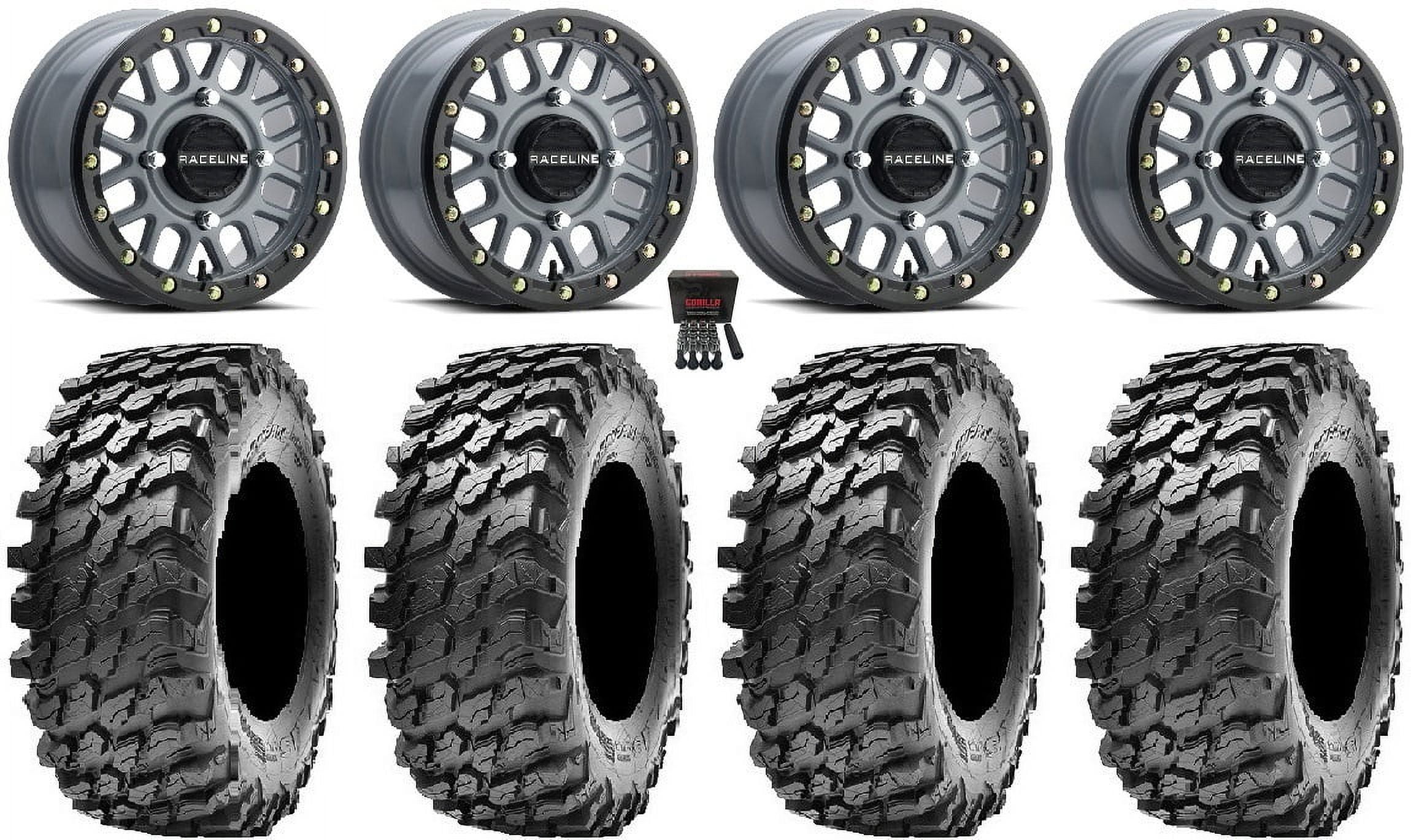 Raceline Podium Bdlk 14" Wheels Gy +38mm/+10mm 28" Rampage Tires Can-Am ...