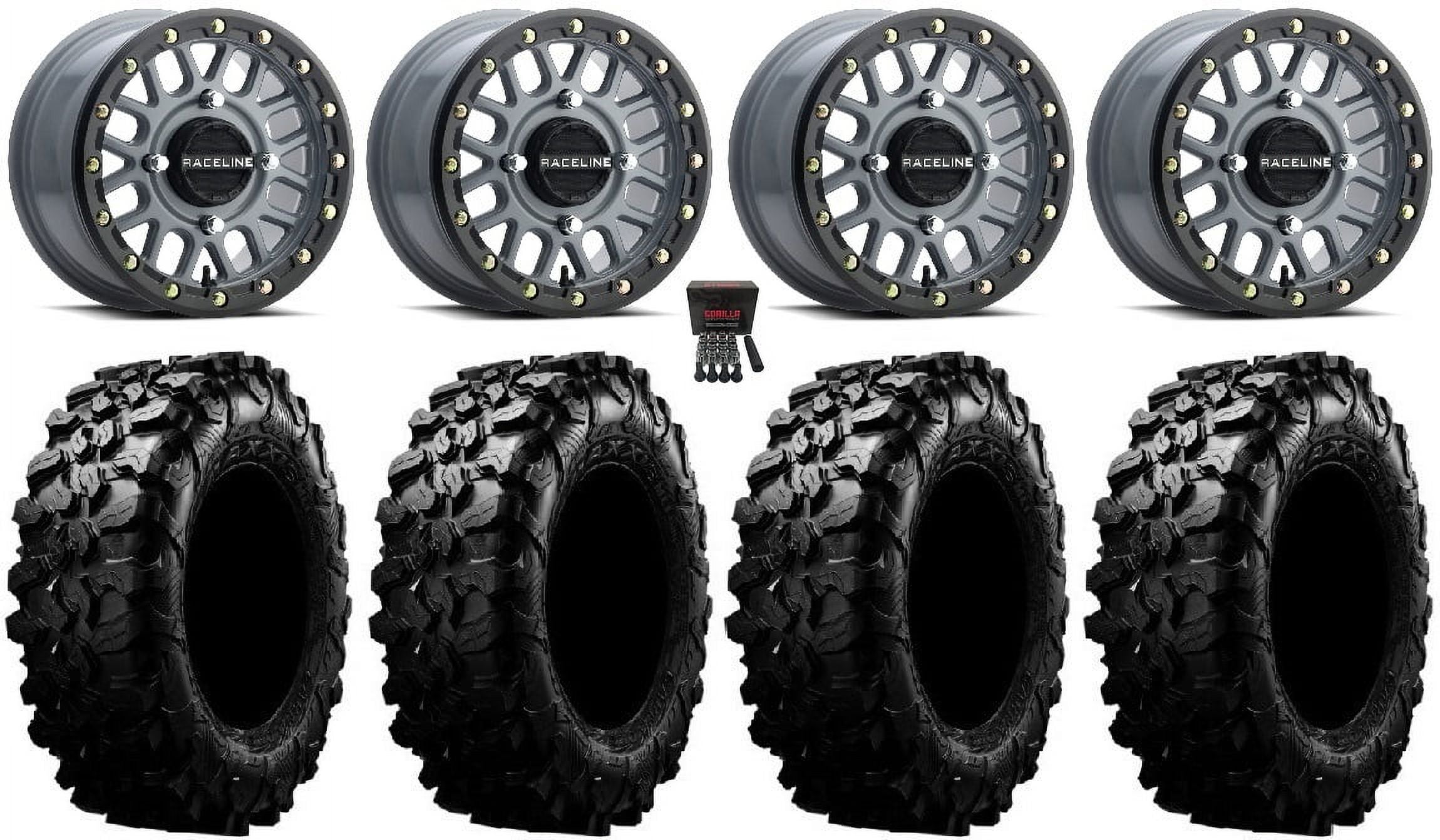 Raceline Podium Bdlk 14" Wheels Gy +38mm/+10mm 30" Carnivore Tires ...