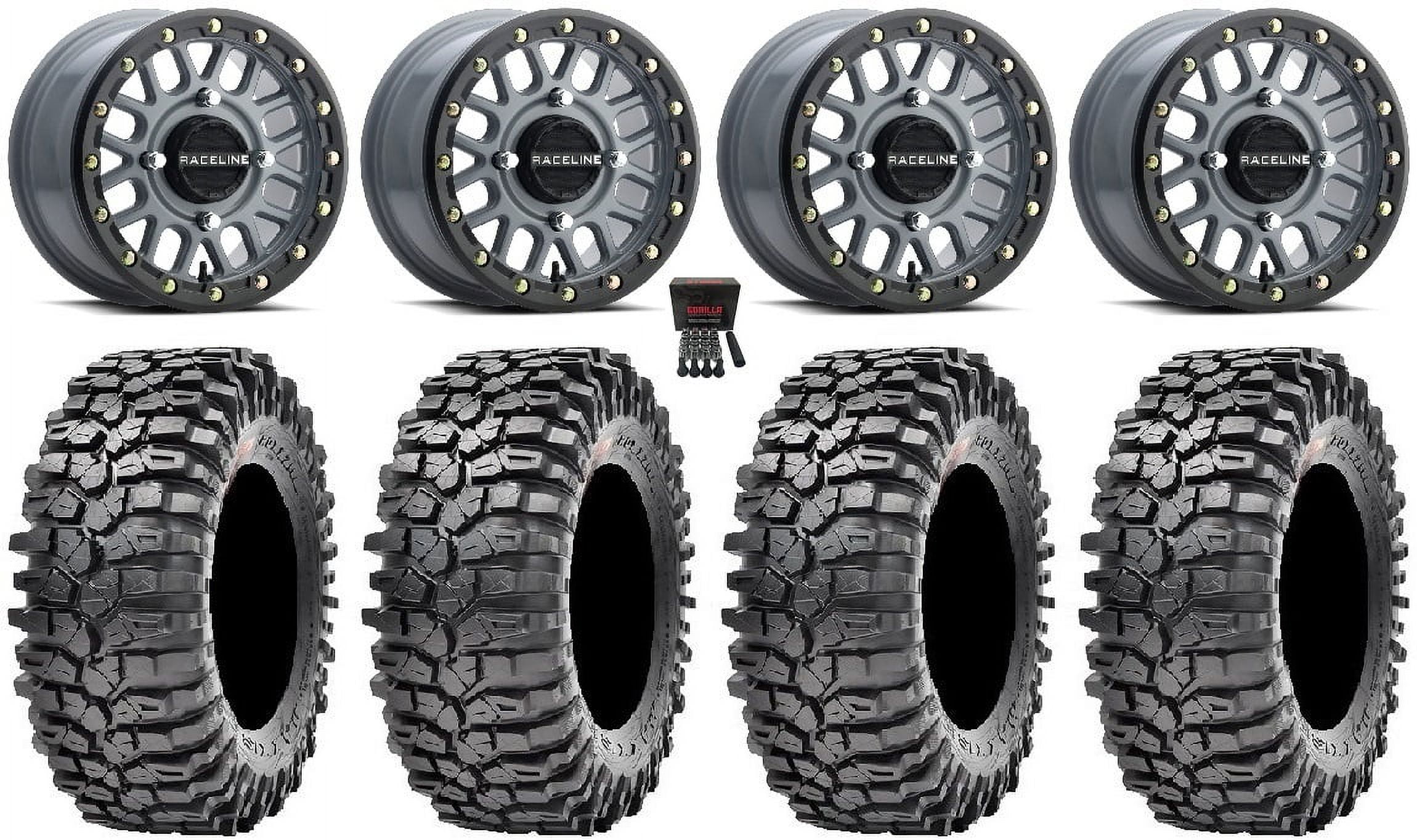 Raceline Podium Bdlk 14" Wheels Gy +38mm/+10mm 30" Roxxzilla 396 Tires ...