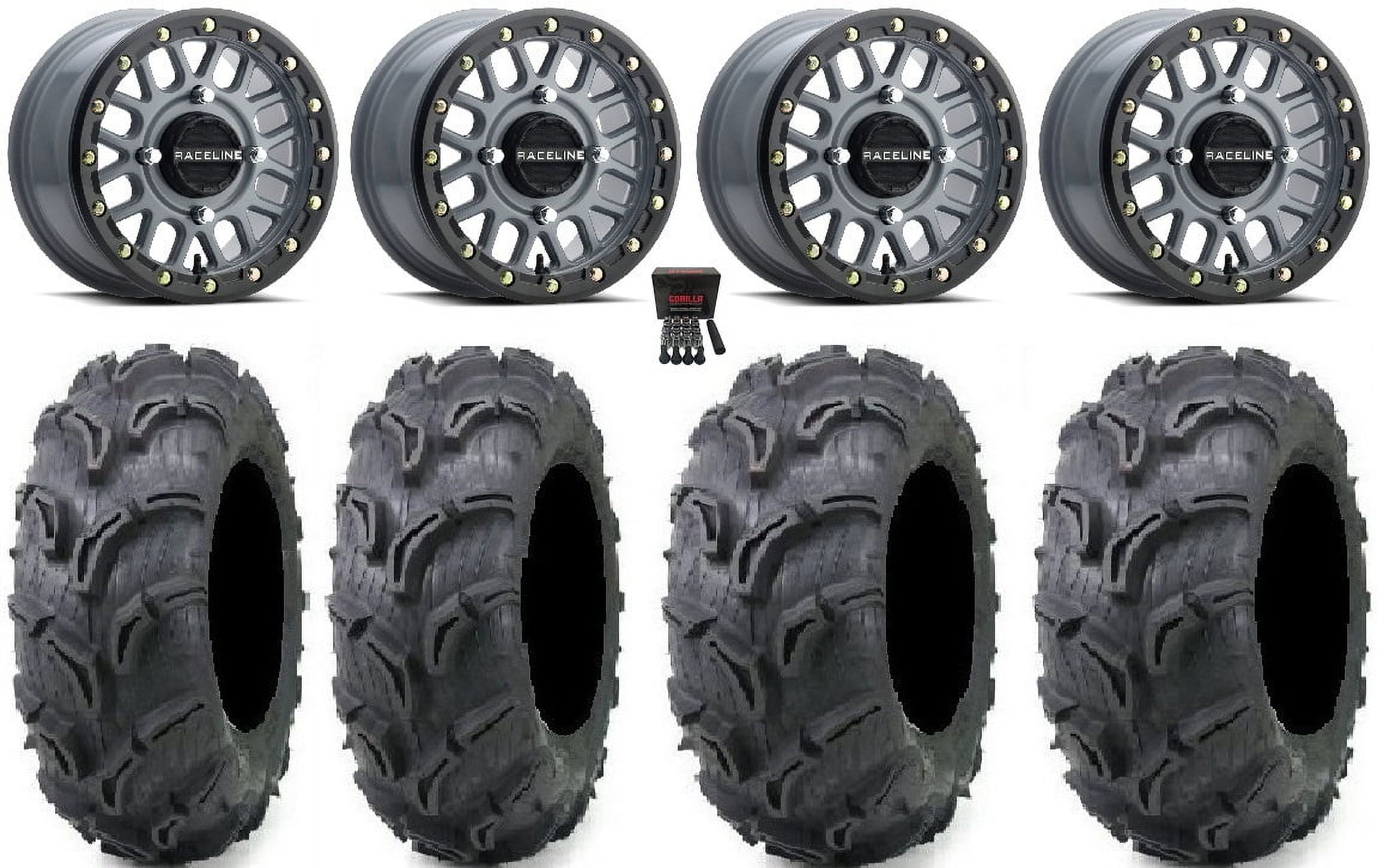 Raceline Podium Bdlk 14" Wheels Gy +38mm/+10mm 30" Zilla Tires Can-Am Defender - Walmart.com