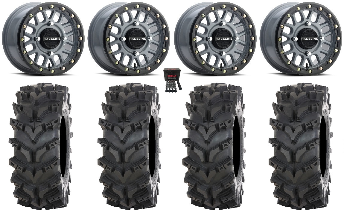 Raceline Podium Bdlk 14" Wheels Gy +38mm/+10mm 32" Out&Back Max Tires Can-Am Defender - Walmart.com