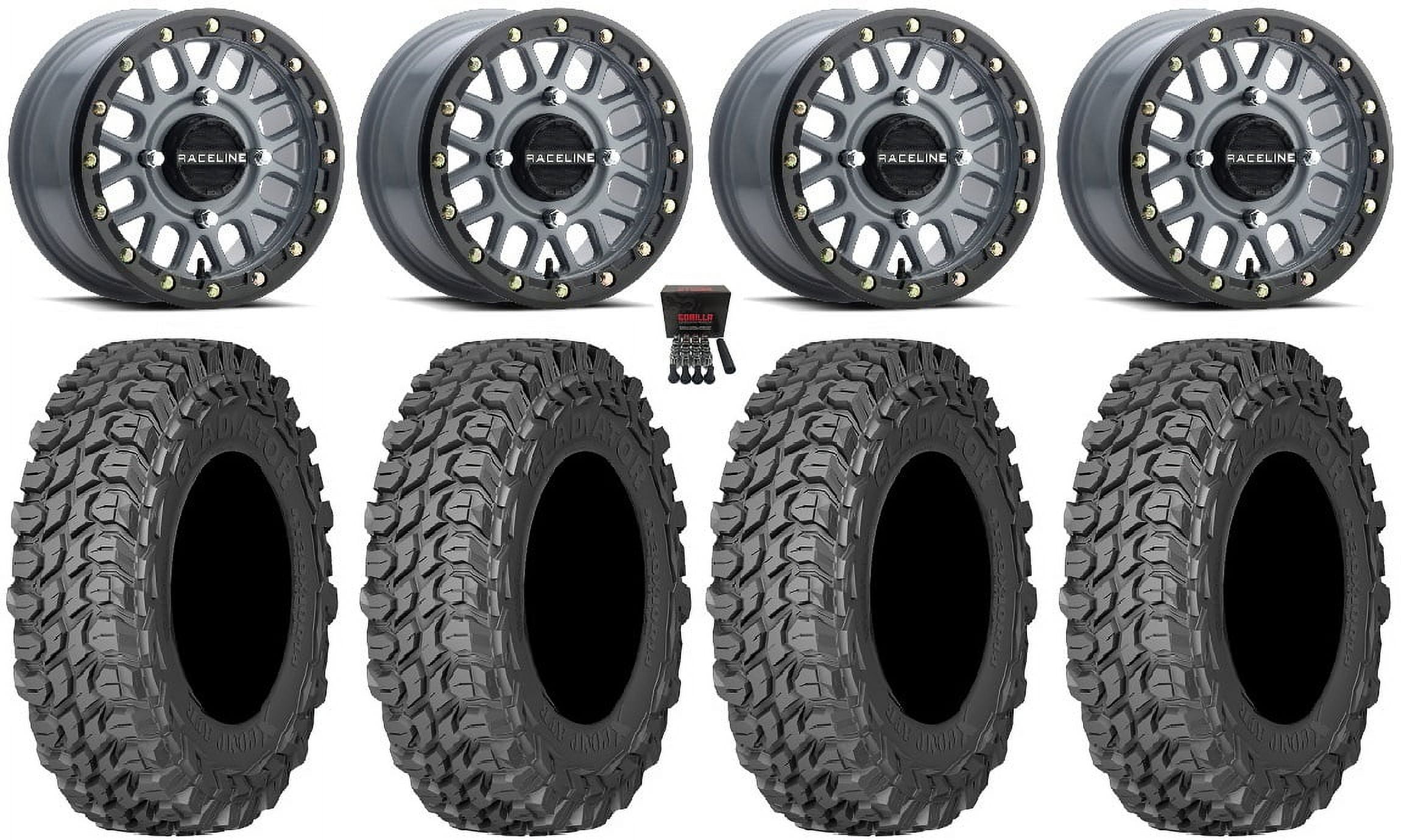 Raceline Podium Bdlk 15" Wheels Gy 32" X Comp ATR Tires Polaris RZR XP ...
