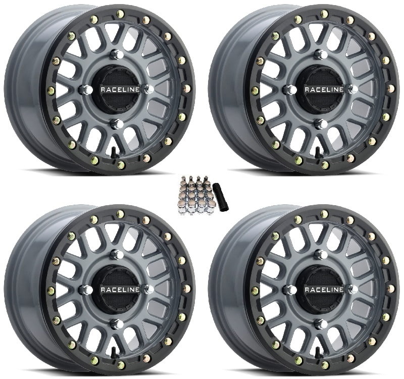 Raceline Podium Beadlock UTV Wheels/Rims Grey 15" Kawasaki Mule Pro FXT ...