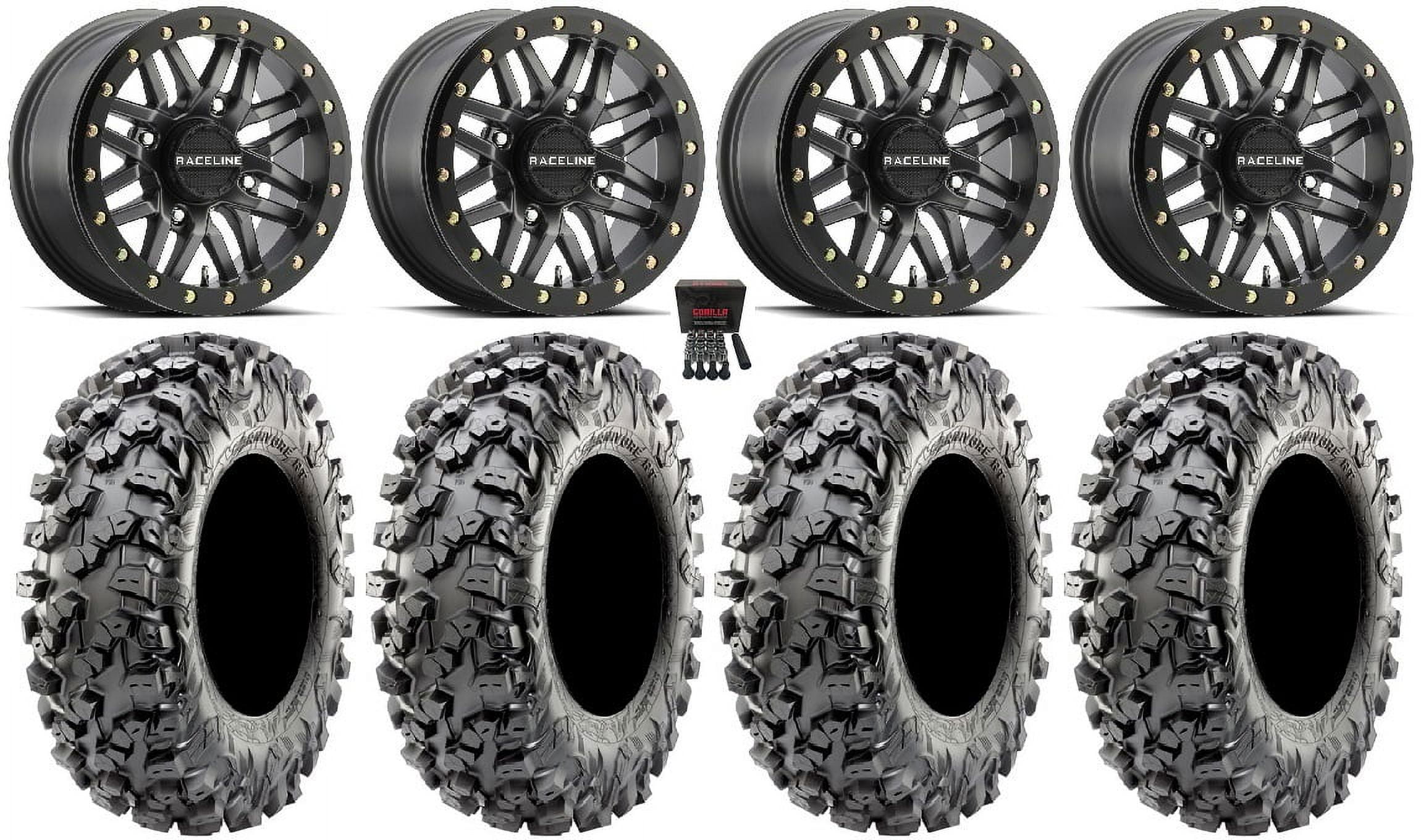 Raceline Ryno Bdlk 14" Gm Wheels 30" Carnivore R/T Tires Polaris RZR XP ...