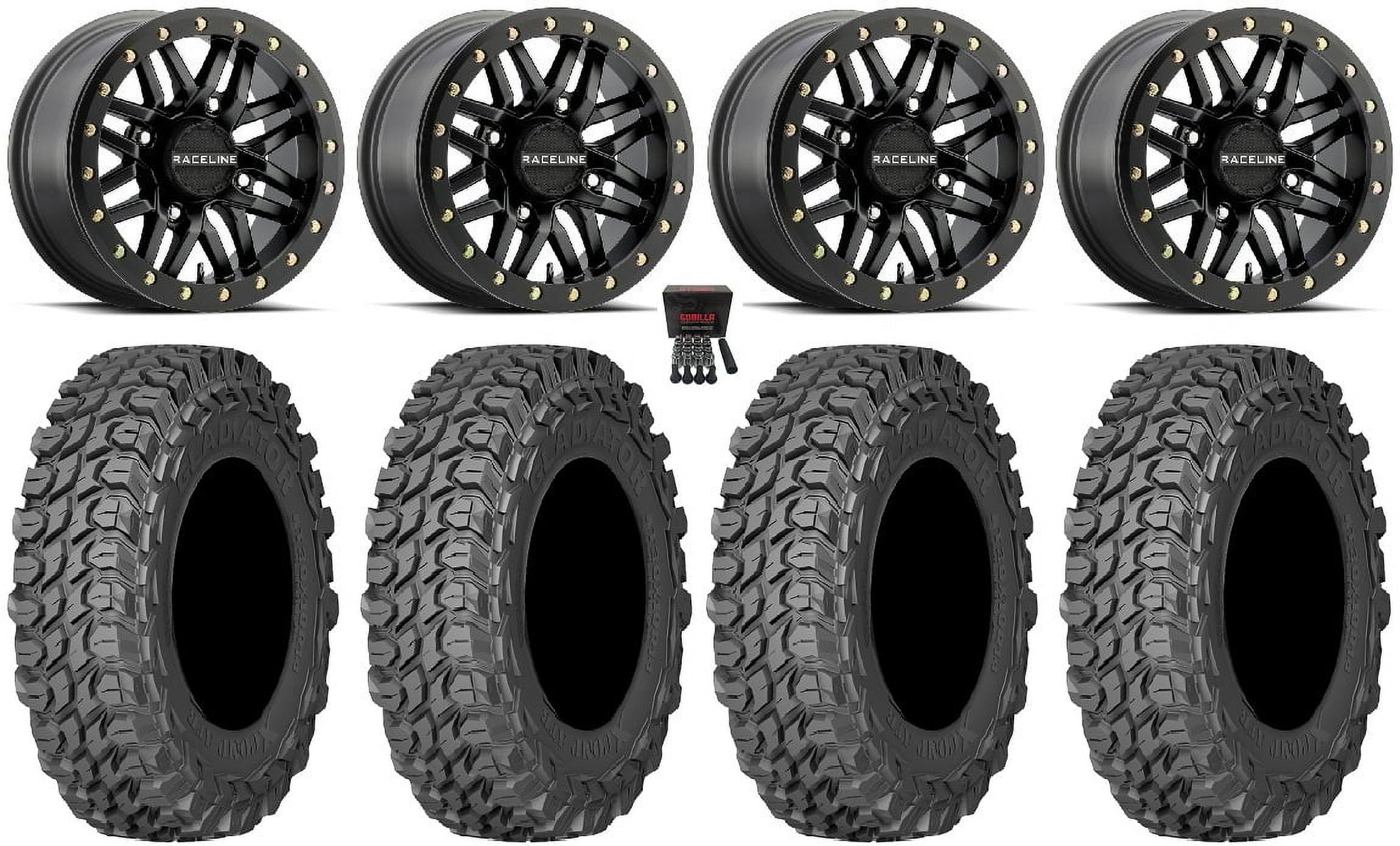 Raceline Ryno Bdlk 14" Wheels Bk 32" X Comp ATR Tires Sportsman RZR ...