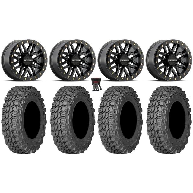 Raceline Ryno Bdlk 14" Wheels Bk 32" X Comp ATR Tires Sportsman RZR ...