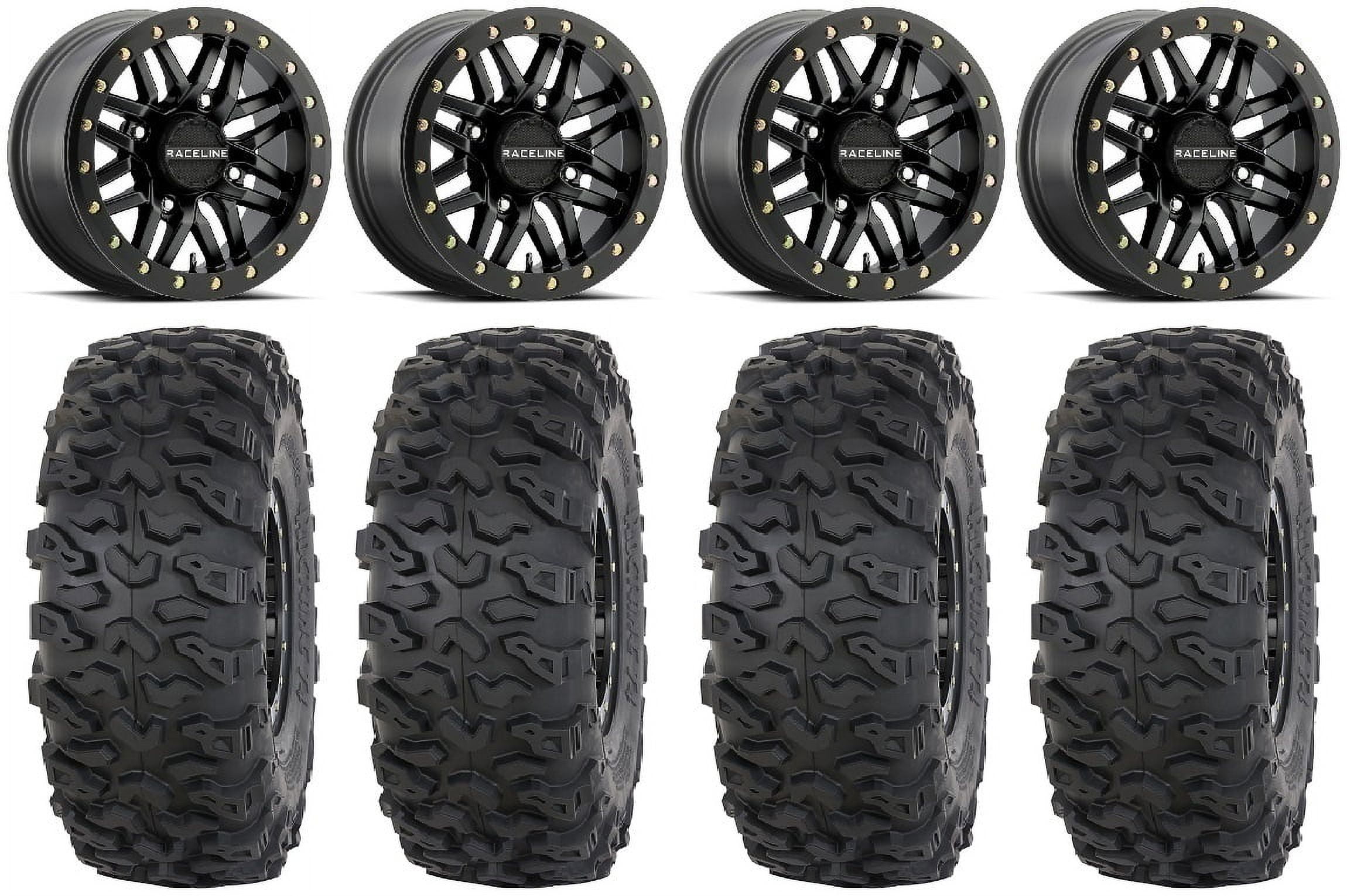 Raceline Ryno Bdlk 14" Wheels Black 28" Roctane T4 Tires Can-Am ...