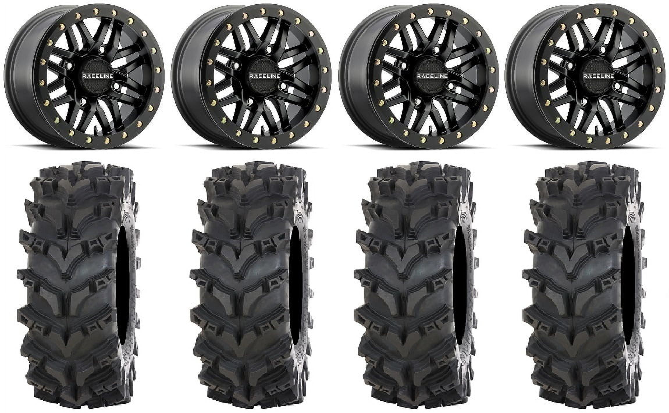 Raceline Ryno Bdlk 14" Wheels Black 30" Out&Back Max Tires Can-Am ...