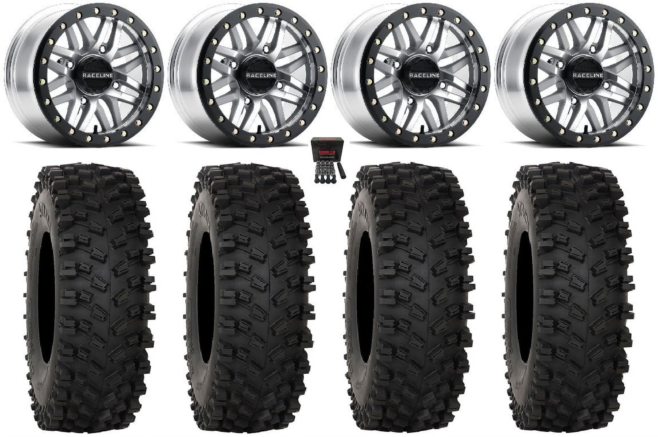 Raceline Ryno Bdlk 14" Wheels Mh 32" ATX470 Tires Can-Am Maverick X3 ...