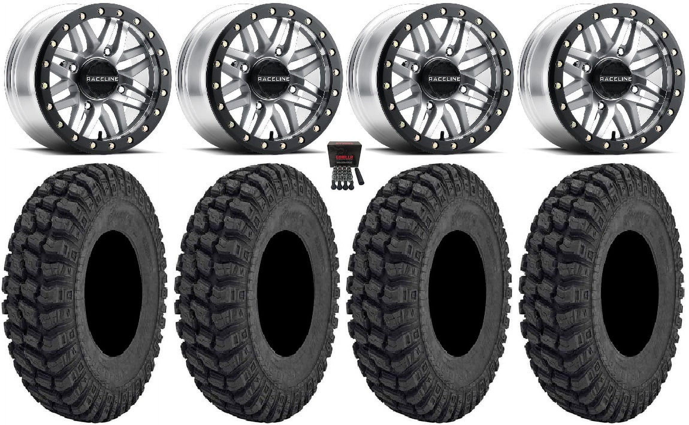 Raceline Ryno Bdlk 14" Wheels Mh 32" Warrior AT Tires Can-Am Maverick ...