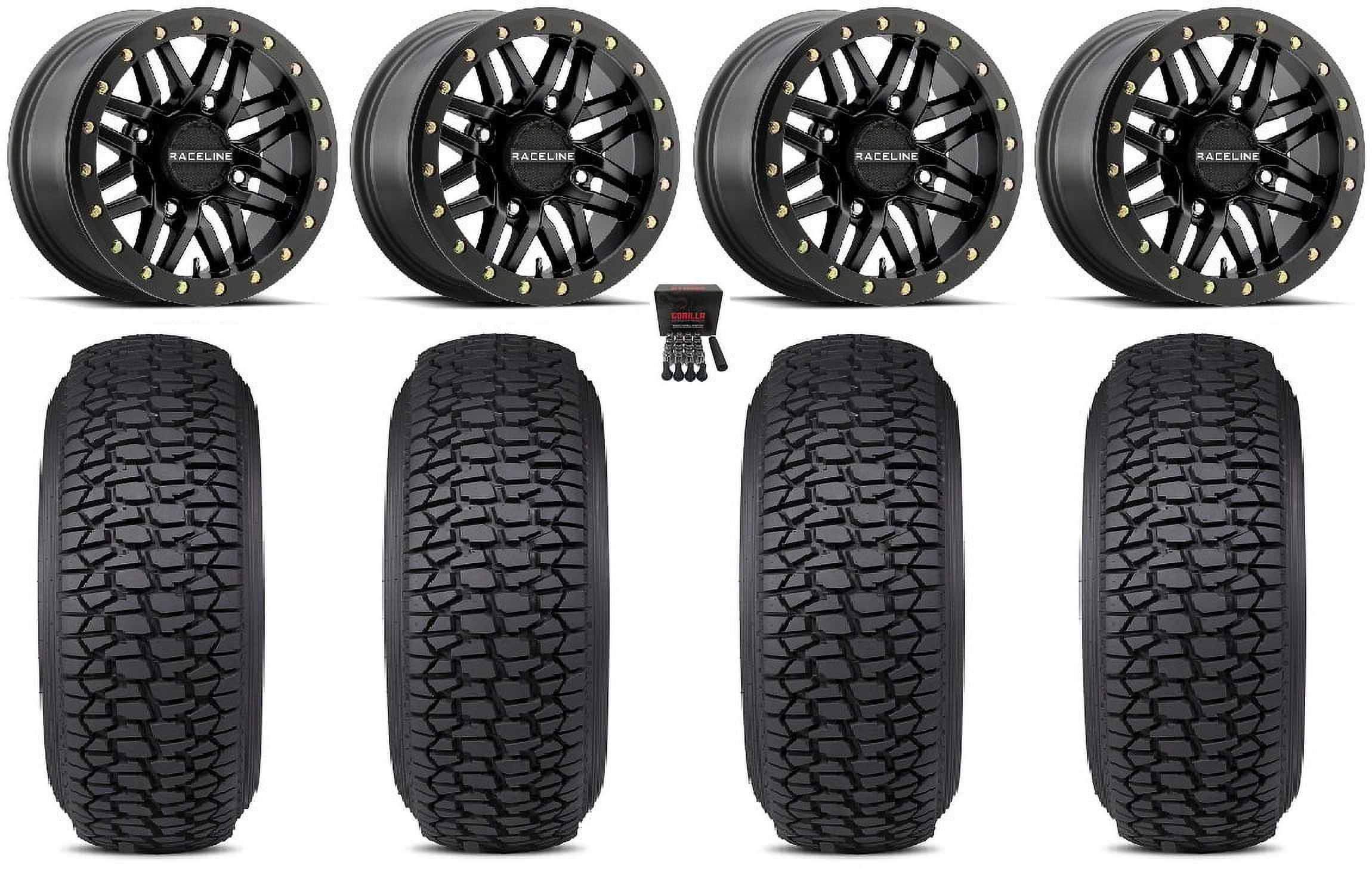 Raceline Ryno Bdlk 15" Wheels Bk 33" Regulator 2 Tires Can-Am Commander ...