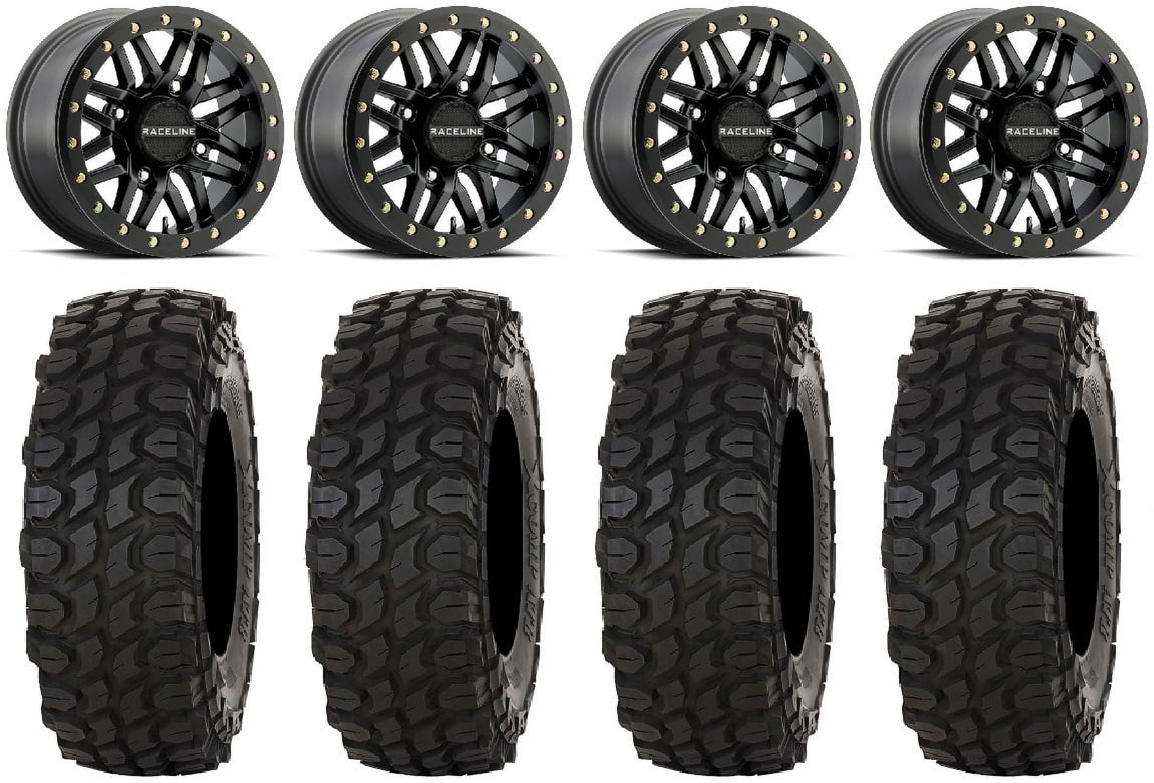 Raceline Ryno Bdlk 15" Wheels Bk 35" XComp ATR Tires Can-Am Commander ...