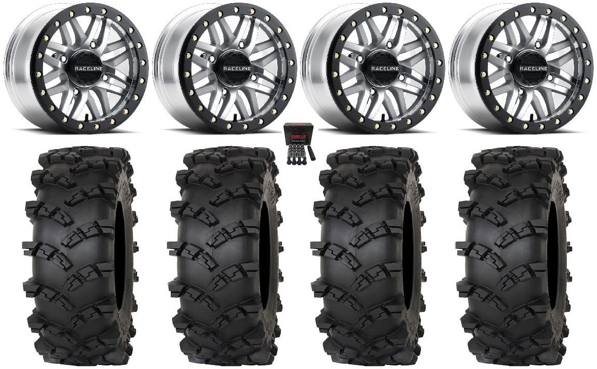 Raceline Ryno Bdlk 15" Wheels Mh 35" Outlaw M/T Tires Can-Am Commander ...