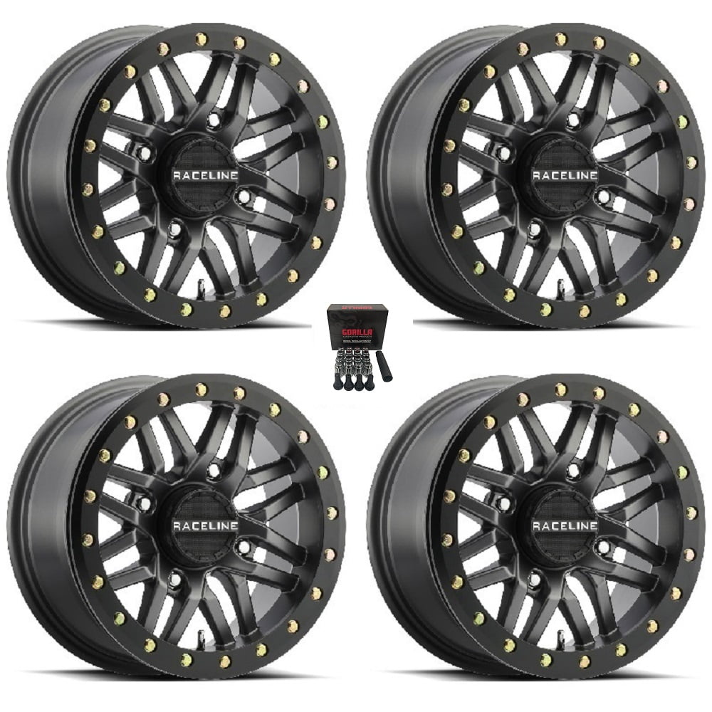 Raceline Ryno Beadlock 15x10 Wide Wheels Gunmetal Polaris RZR 1000 XP ...