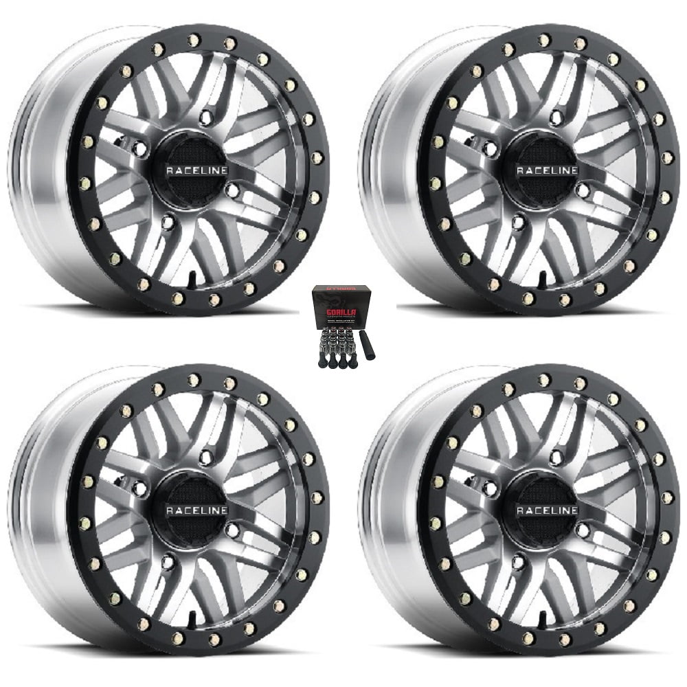 Raceline Ryno Beadlock 15x10 Wide Wheels Machined Polaris RZR 1000 XP ...