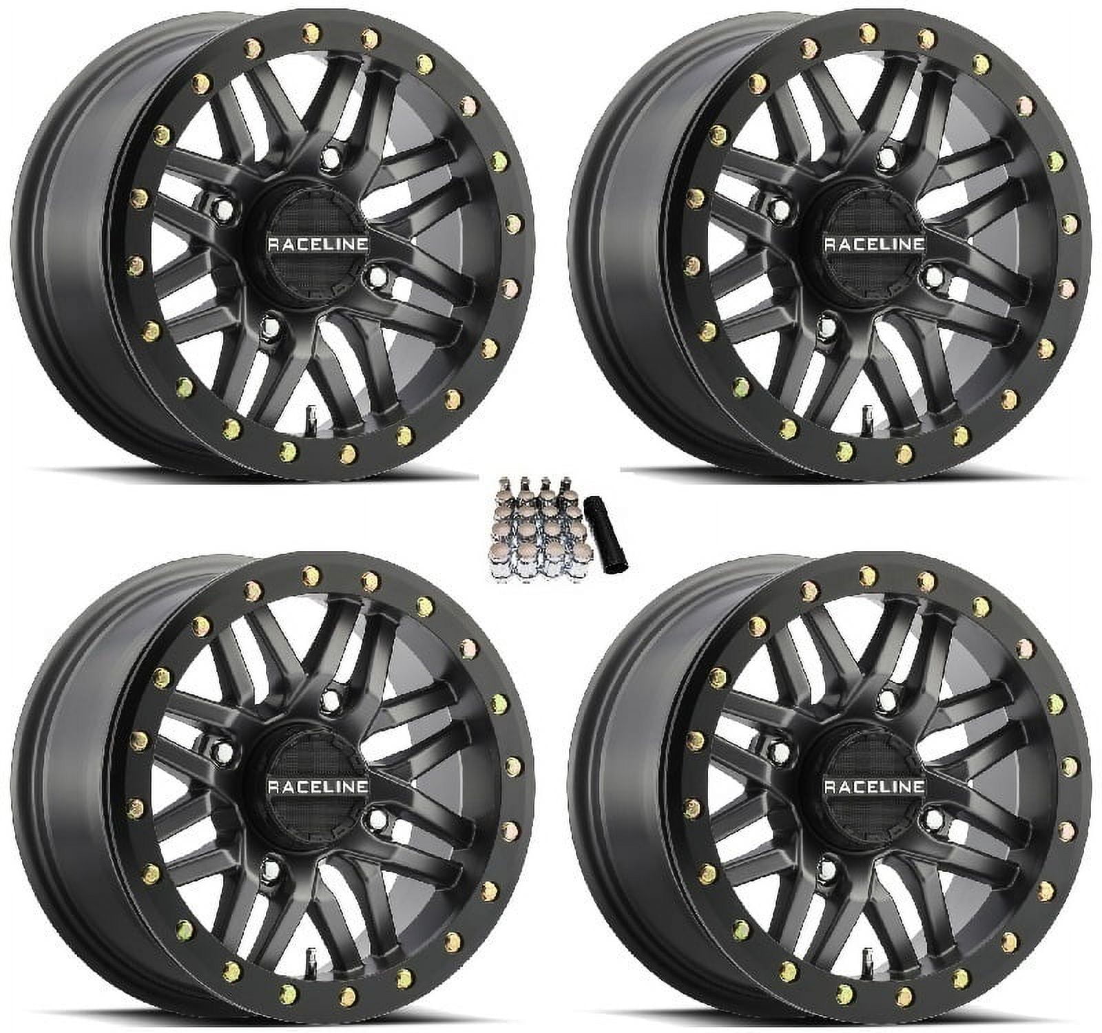 Raceline Ryno Beadlock UTV Wheels Gunmetal 15x7/15x10 Polaris RZR 1000 ...
