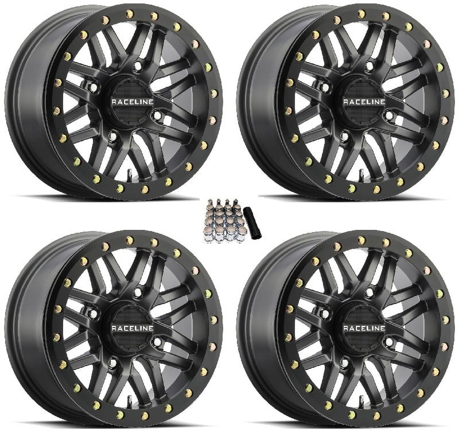 Raceline Ryno Beadlock UTV Wheels/Rims Gunmetal 14" Kawasaki Teryx Mule ...