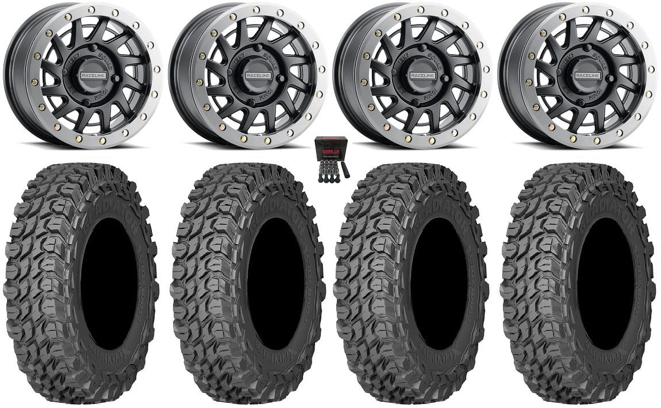 Raceline Squad Bdlk 15" Wheels Bk +10mm 32" X Comp ATR Tires Polaris ...