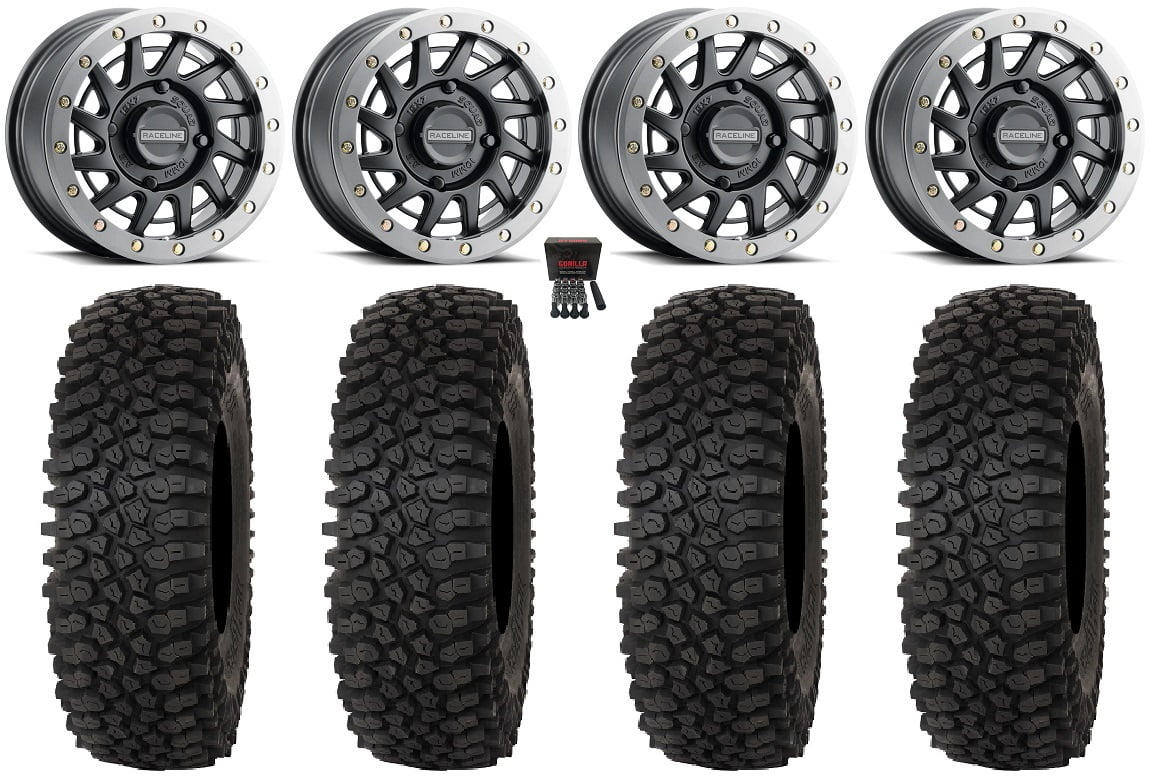 Raceline Squad Bdlk 15" Wheels Bk +10mm 33" Roctane ST Tires Can-Am ...