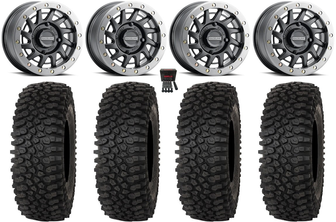 Raceline Squad Bdlk 15" Wheels Bk +10mm 37" Roctane STX Tires Polaris ...