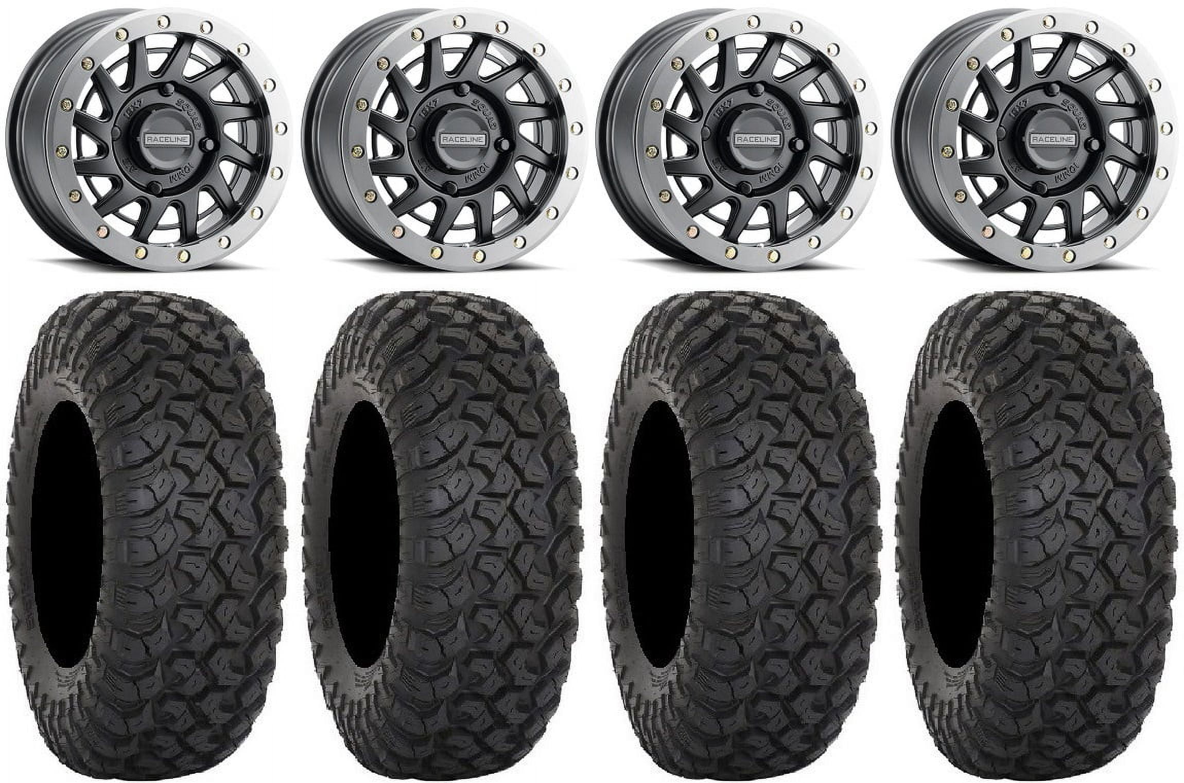 Raceline Squad Bdlk 15" Wheels Bk +38mm/+10mm 32" RT320 Tires Honda ...