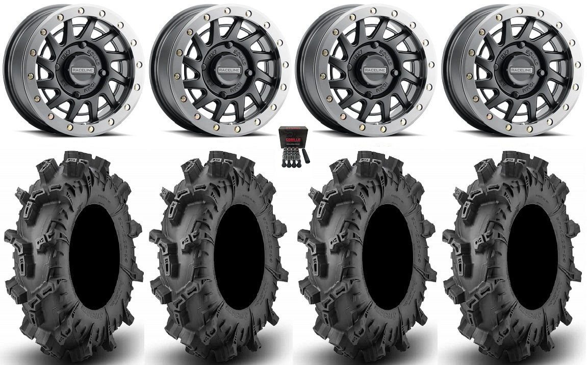 Raceline Squad Bdlk 15" Wheels Bk +38mm/+10mm 32" Terminator Max Tires ...