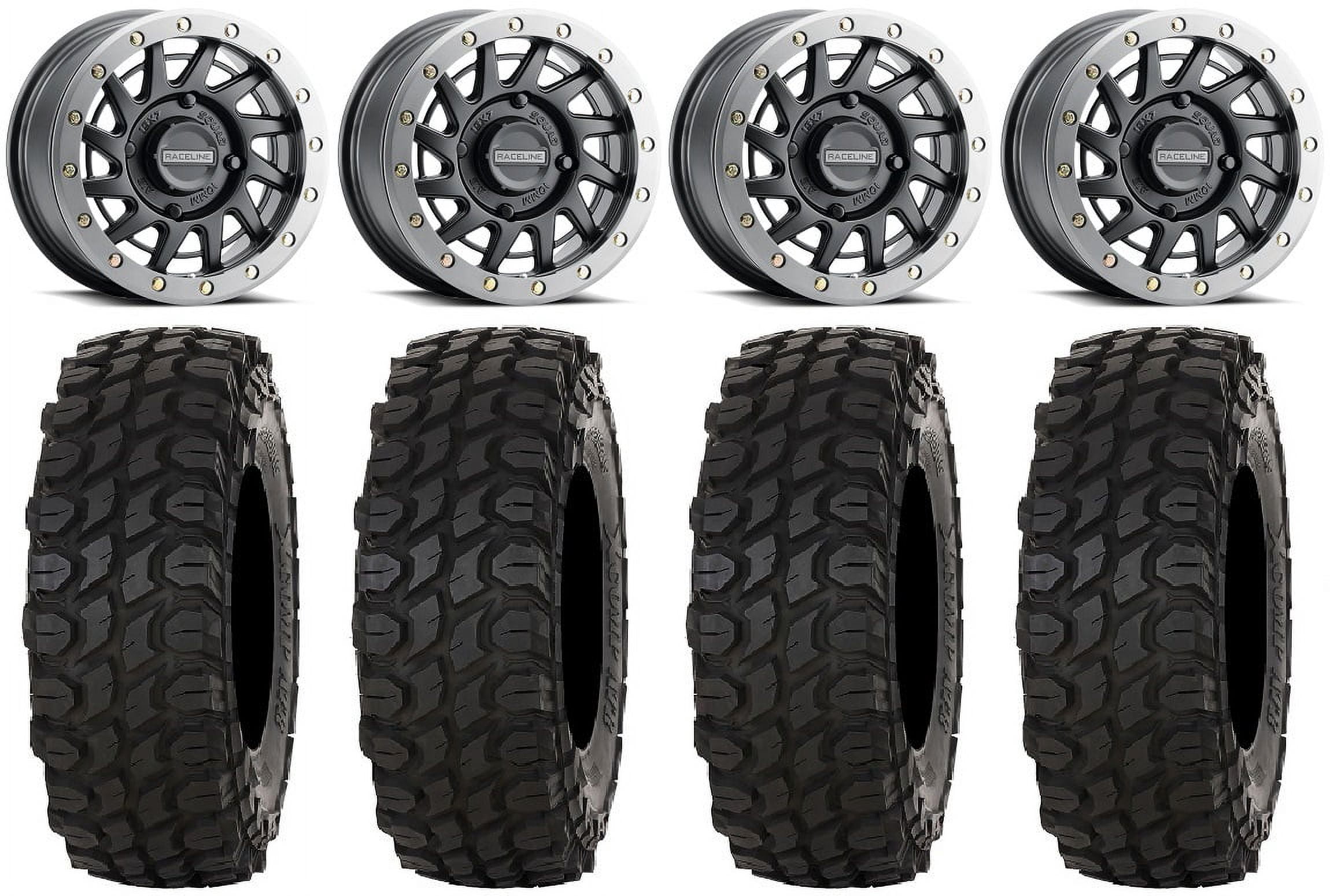Raceline Squad Bdlk 15" Wheels Bk +38mm 32" XComp ATR Tires Can-Am ...