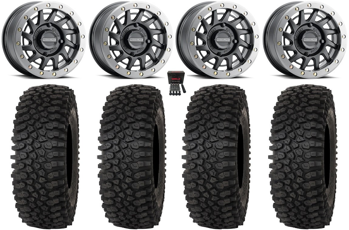 Raceline Squad Bdlk 15" Wheels Bk +38mm 37" Roctane STX Tires Polaris ...