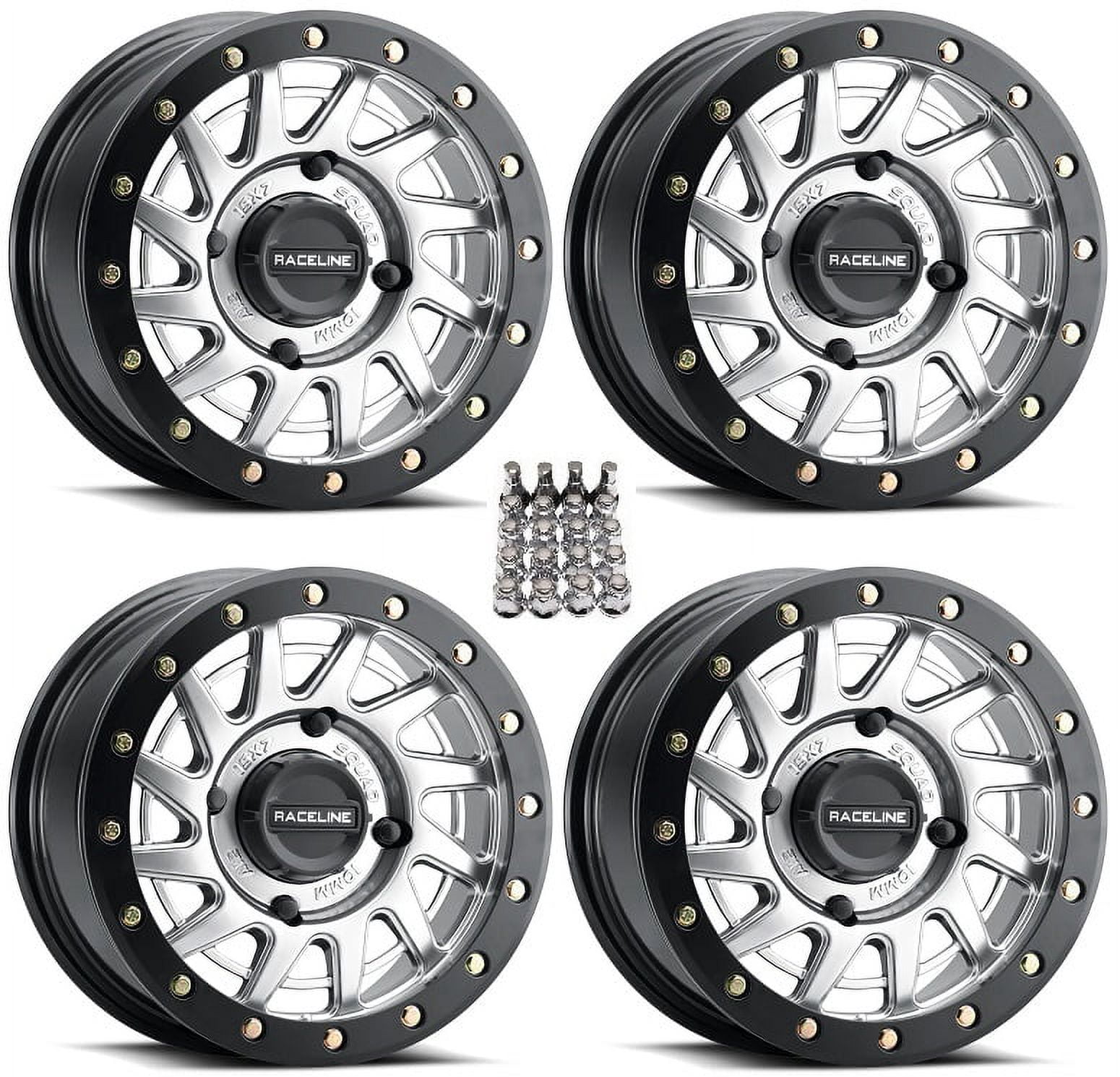 Raceline Squad Beadlock 15" Wheels/Rims Black 38mm/10mm Can-Am Defender ...
