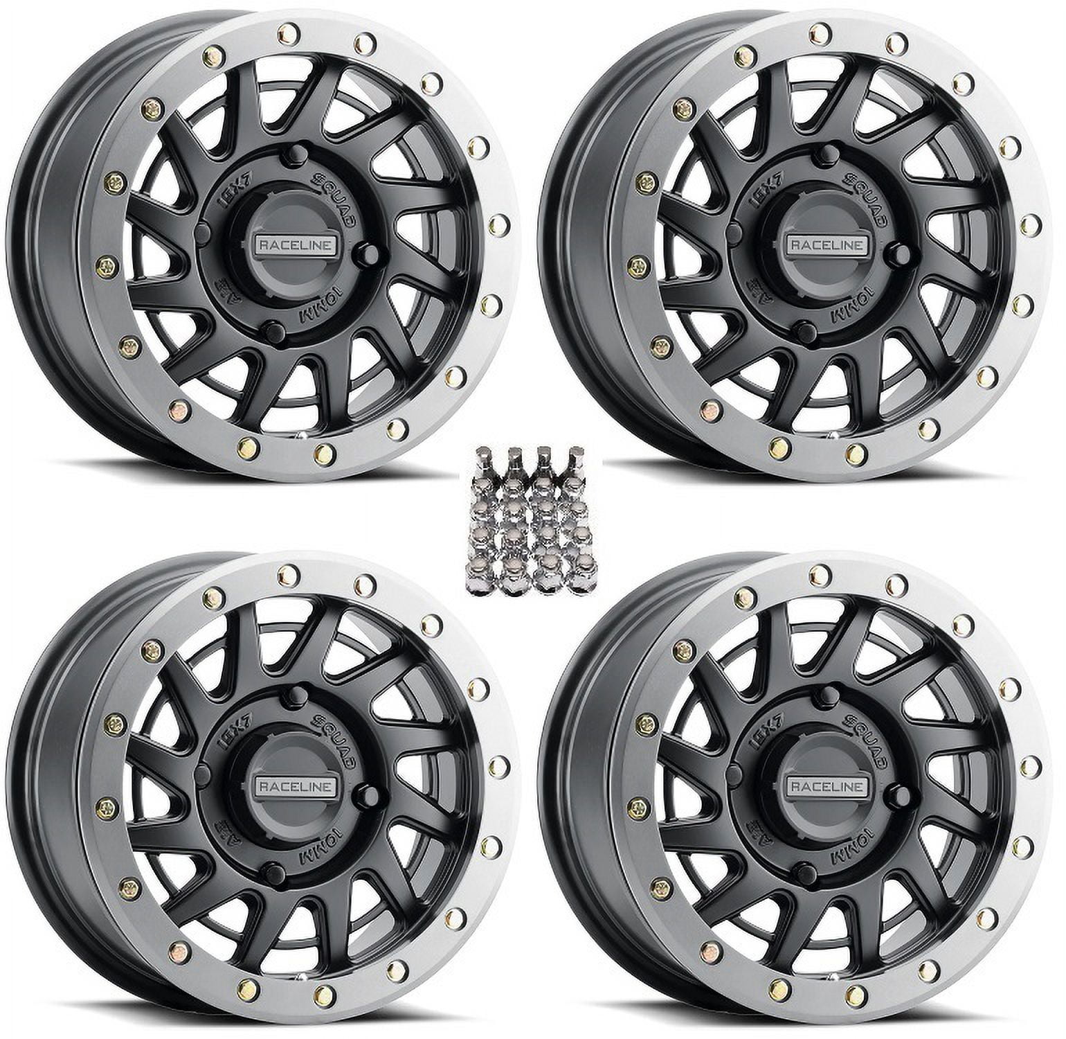 Raceline Squad Beadlock 15" Wheels/Rims Black +38mm Sportsman RZR ...