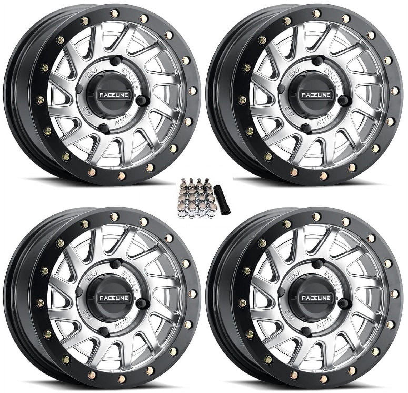 Raceline Squad Beadlock 15" Wheels/Rims Silver 38mm/10mm Honda Talon ...