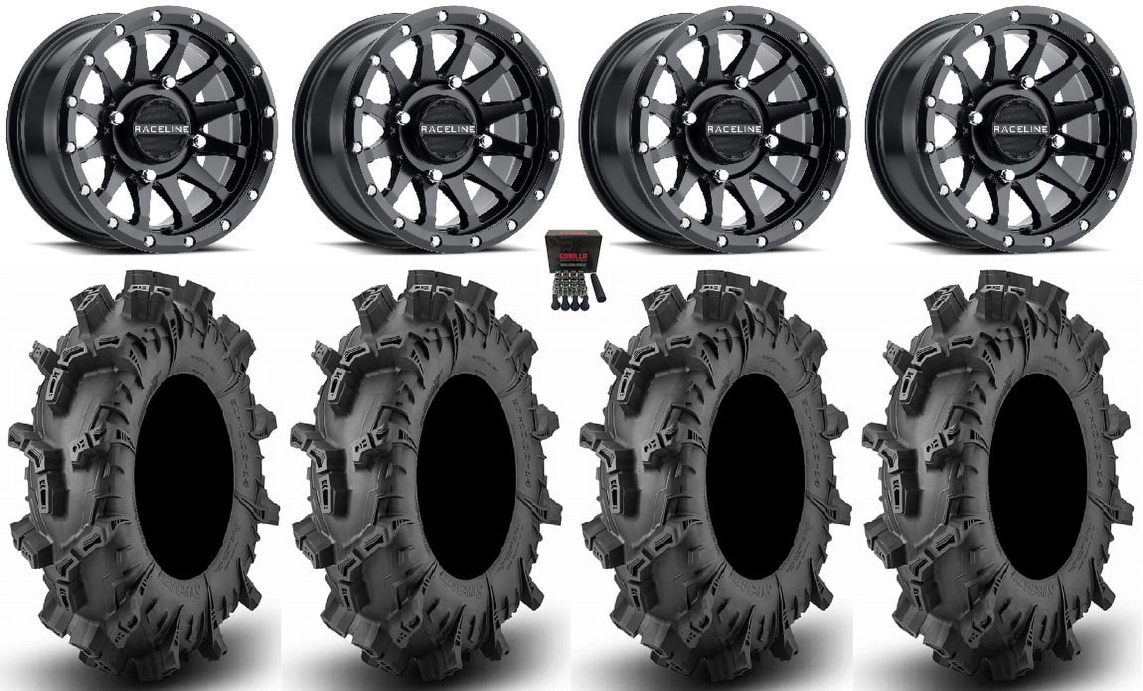 Raceline Trophy 14" Wheels Bk +38mm/+10mm 30" Terminator Max Tires Can ...