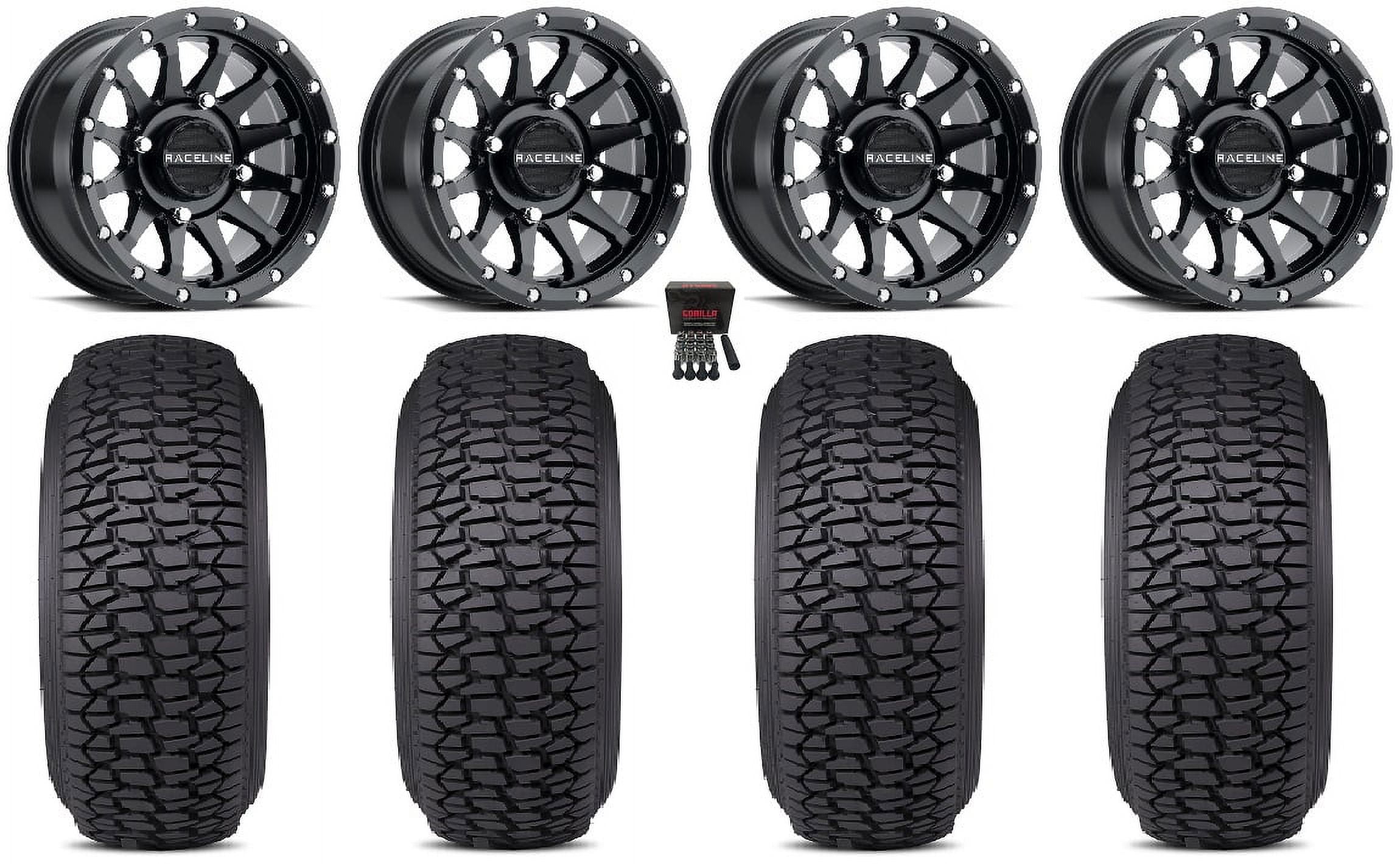 Raceline Trophy 14" Wheels Black 30" Regulator 2 Tires Can-Am Maverick ...