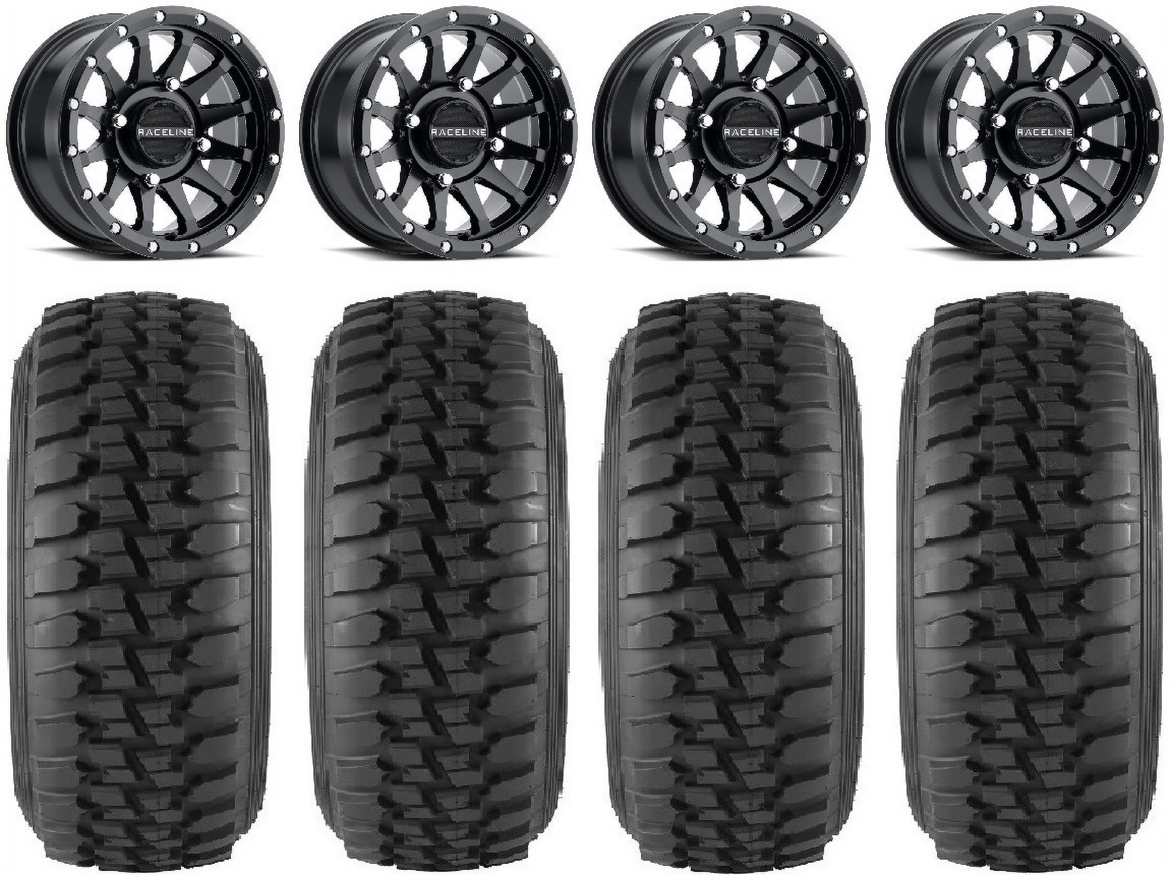 Raceline Trophy 14" Wheels Black +38mm/+10mm 30" Desert Series Tires ...