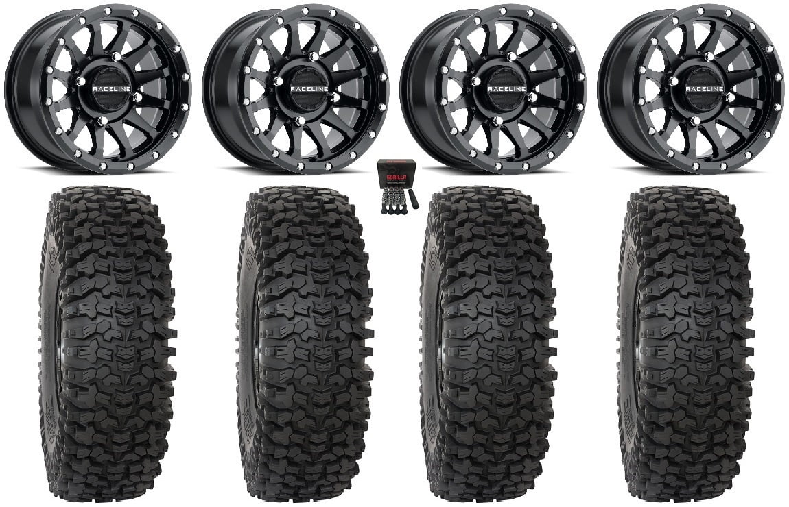 Raceline Trophy 14" Wheels Black +38mm/+10mm 30" RC500 Tires Honda ...