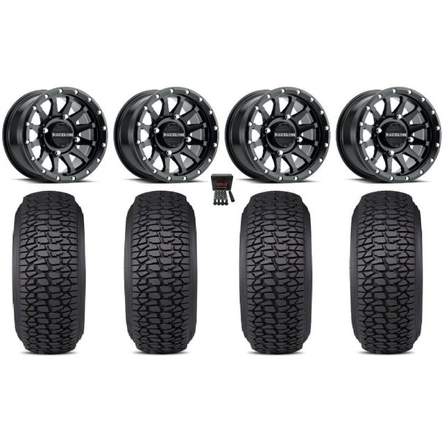 Raceline Trophy 14" Wheels Black +38mm/+10mm 30" Regulator 2 Tires Can ...