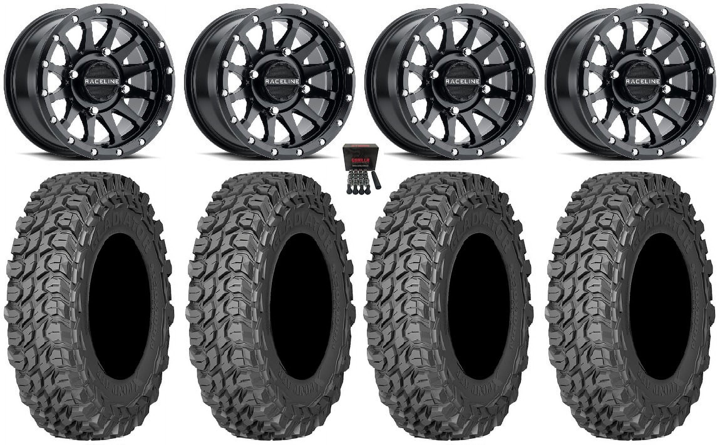Raceline Trophy 14" Wheels Black +38mm/+10mm 30" X Comp ATR Tires Honda ...