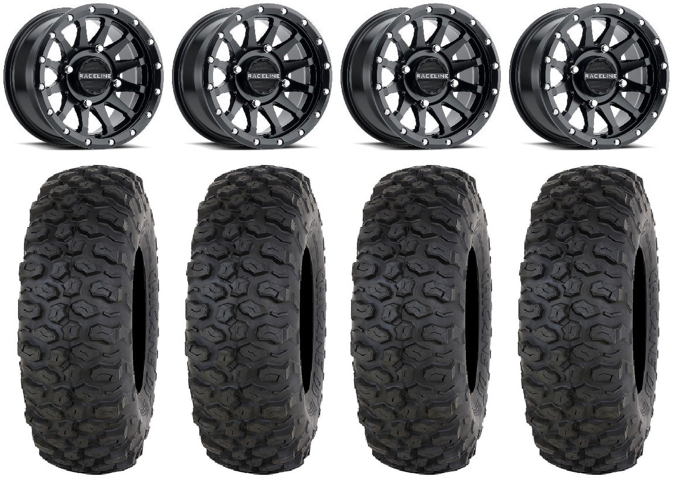 Raceline Trophy 14" Wheels Black +38mm 30" Chicane DS Tires Can-Am ...