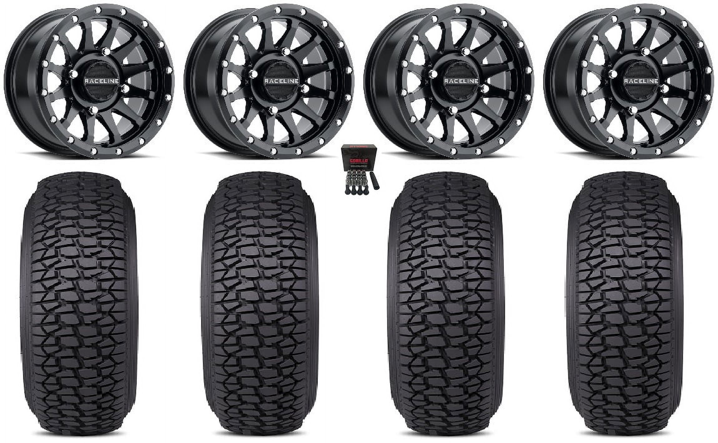 Raceline Trophy 14" Wheels Black +38mm 30" Regulator 2 Tires Can-Am ...