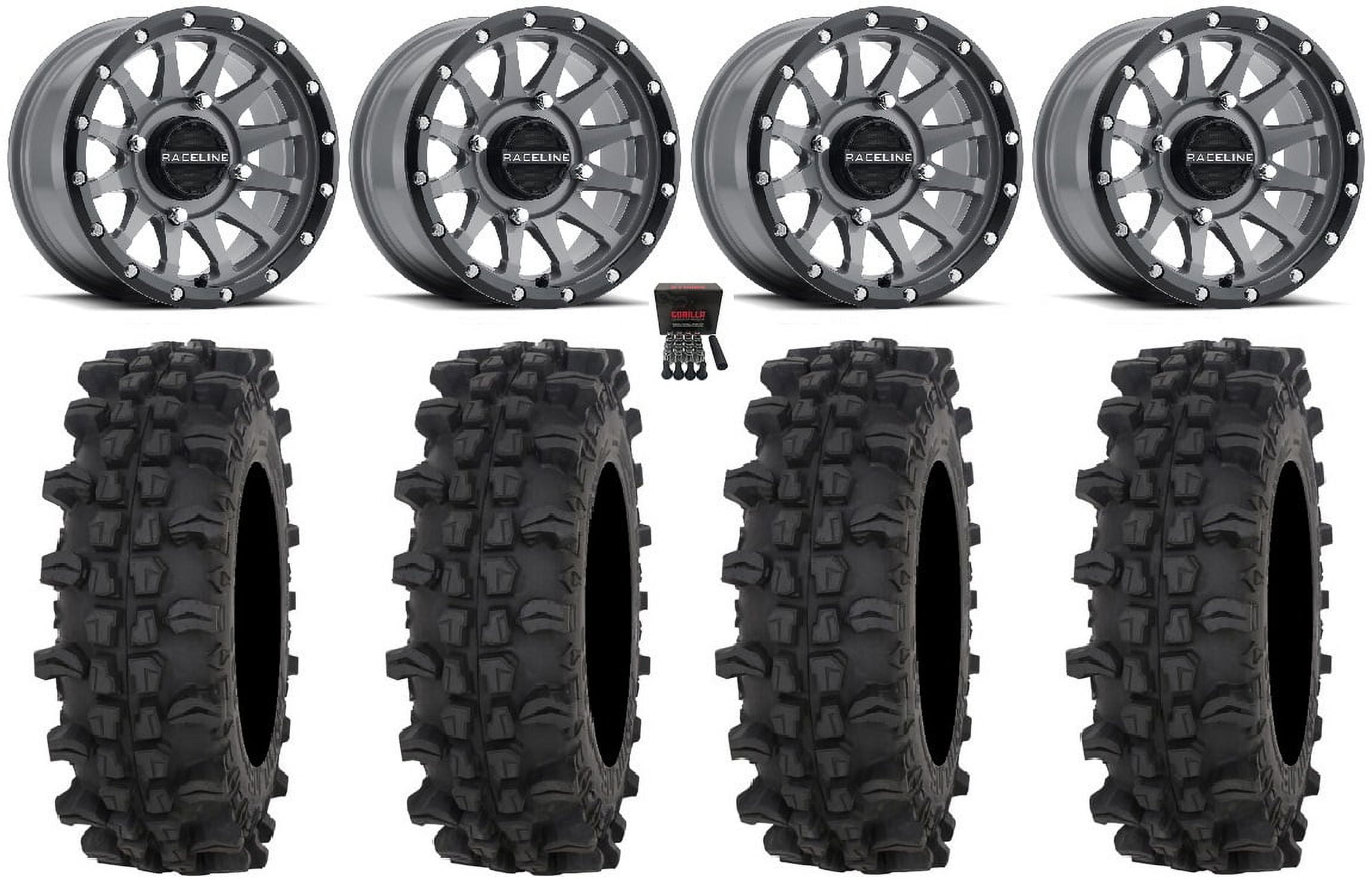 Raceline Trophy 14" Wheels Grey 27" ACP Tires Sportsman RZR Ranger ...
