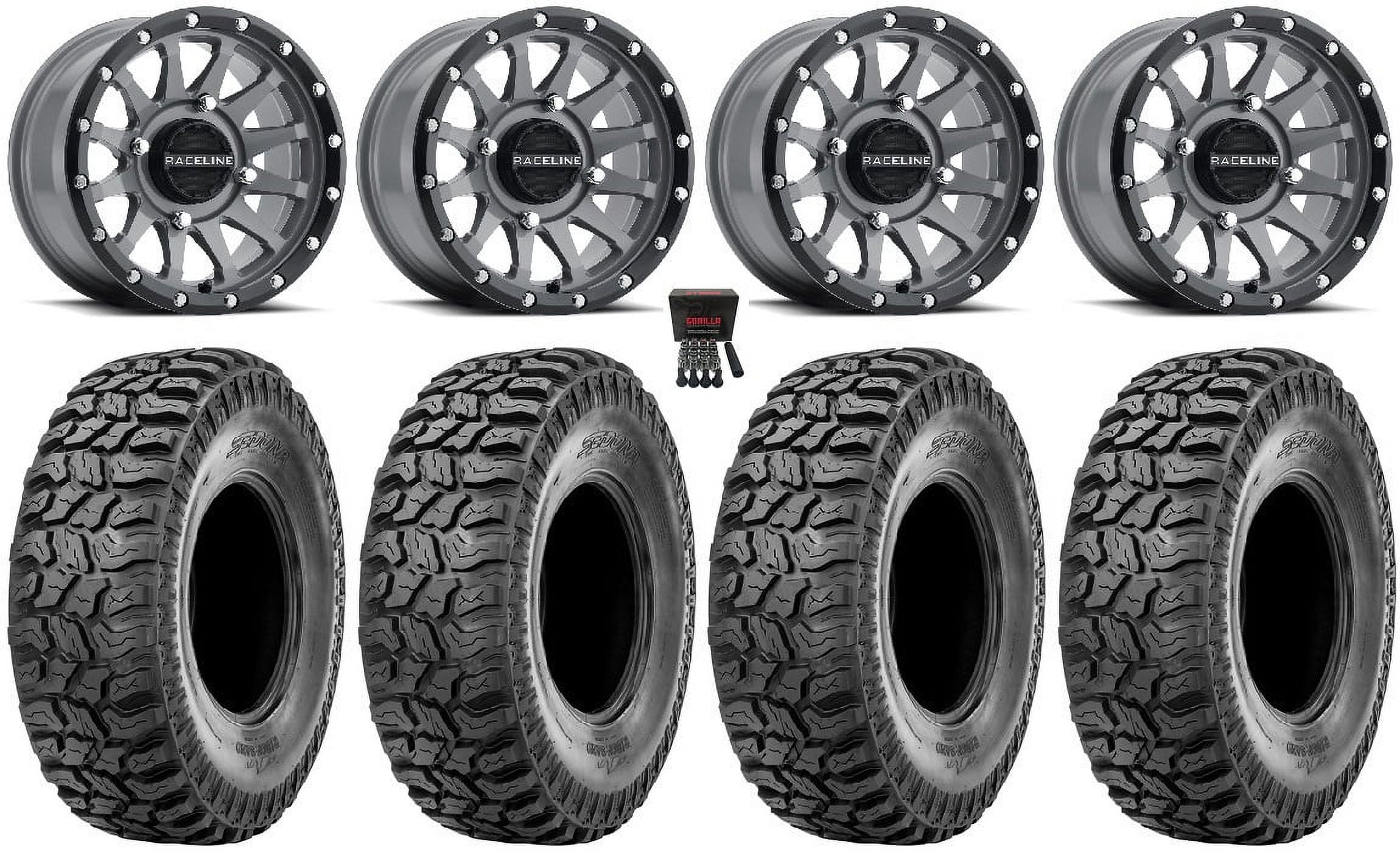 Raceline Trophy 14" Wheels Grey 27" Ridge Saw 2.0 Tires Can-Am ...