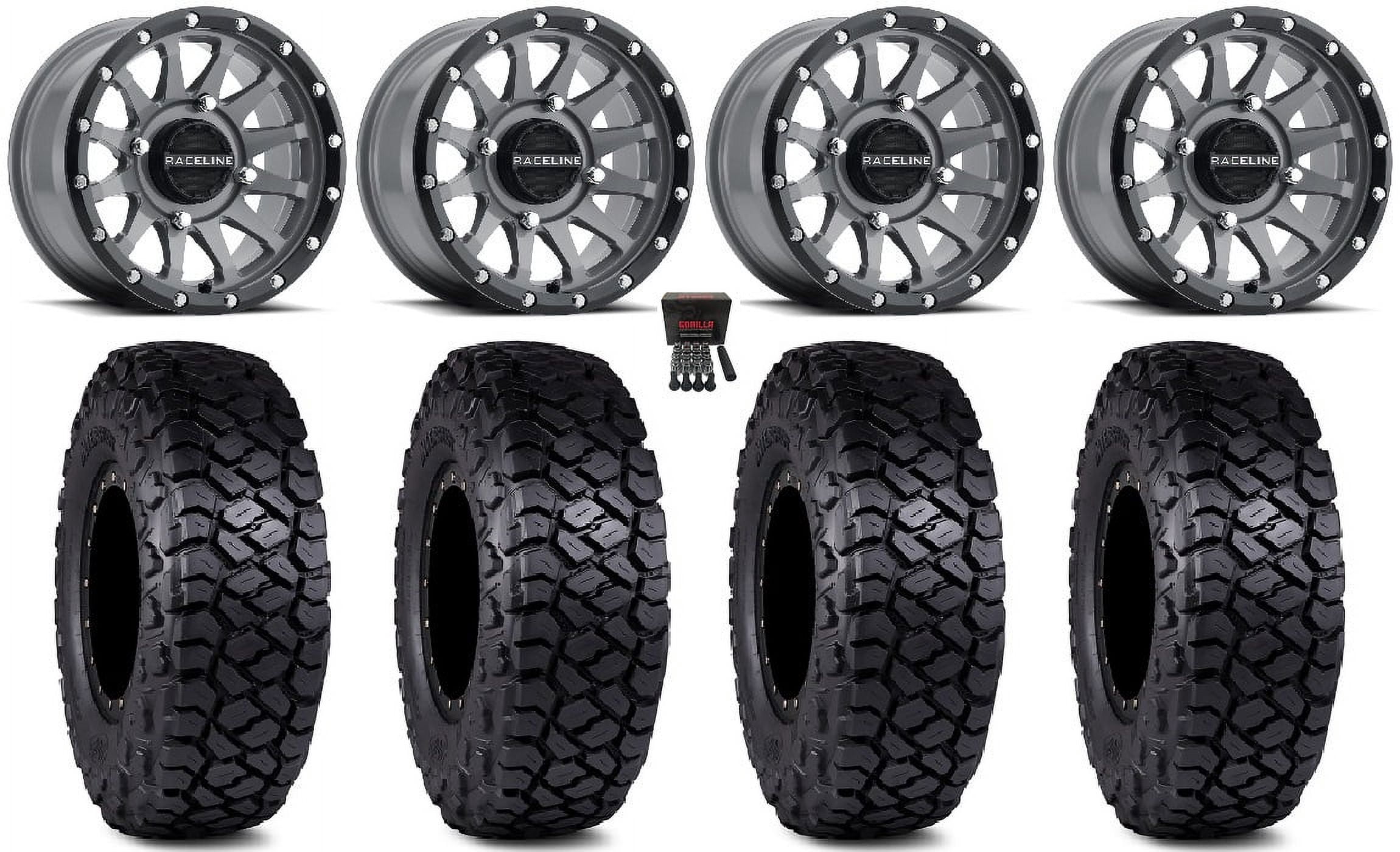 Raceline Trophy 14" Wheels Grey 30" Intersect Tires Can-Am Maverick X3 ...