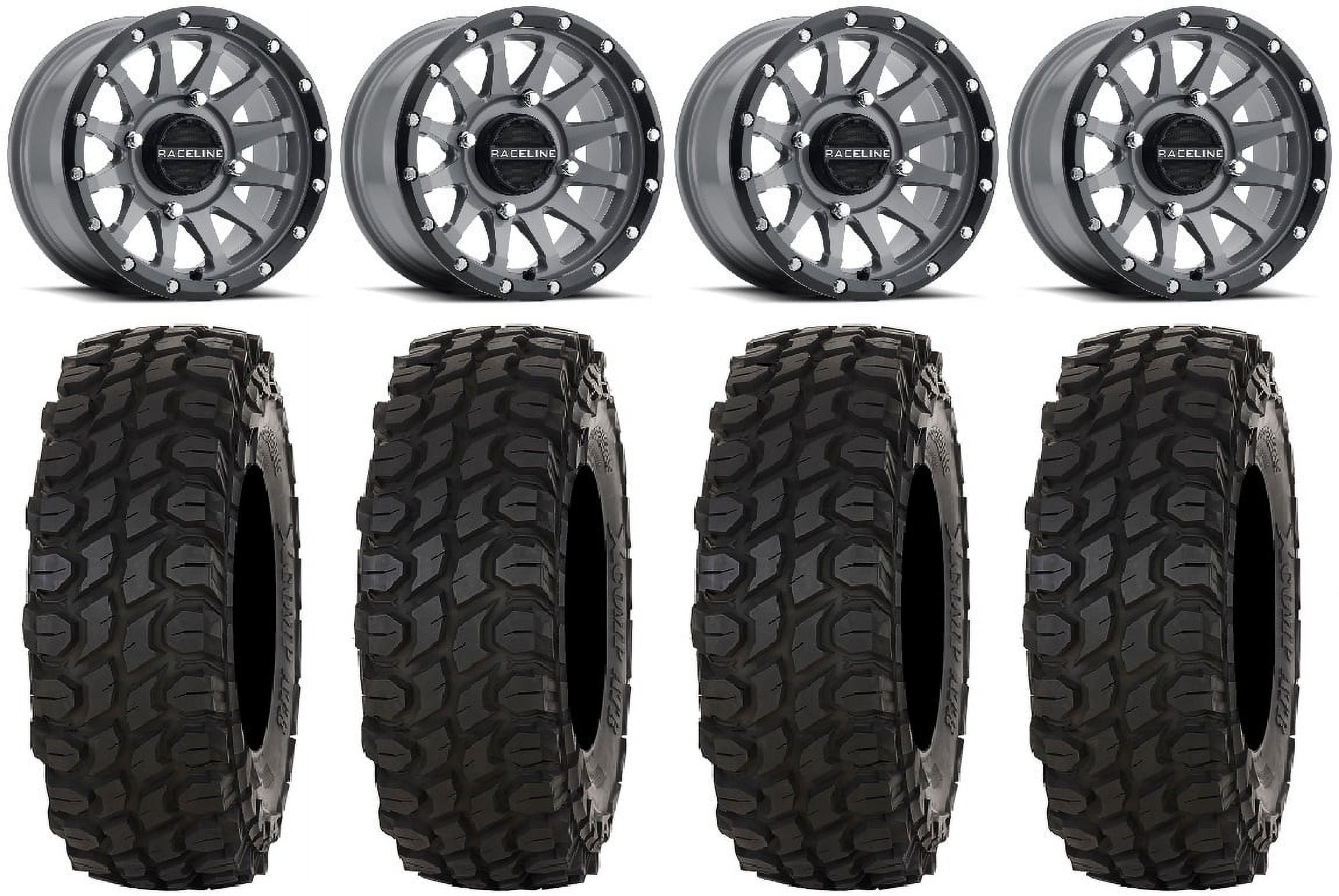 Raceline Trophy 14" Wheels Grey 30" XComp ATR Tires Can-Am Maverick X3 ...