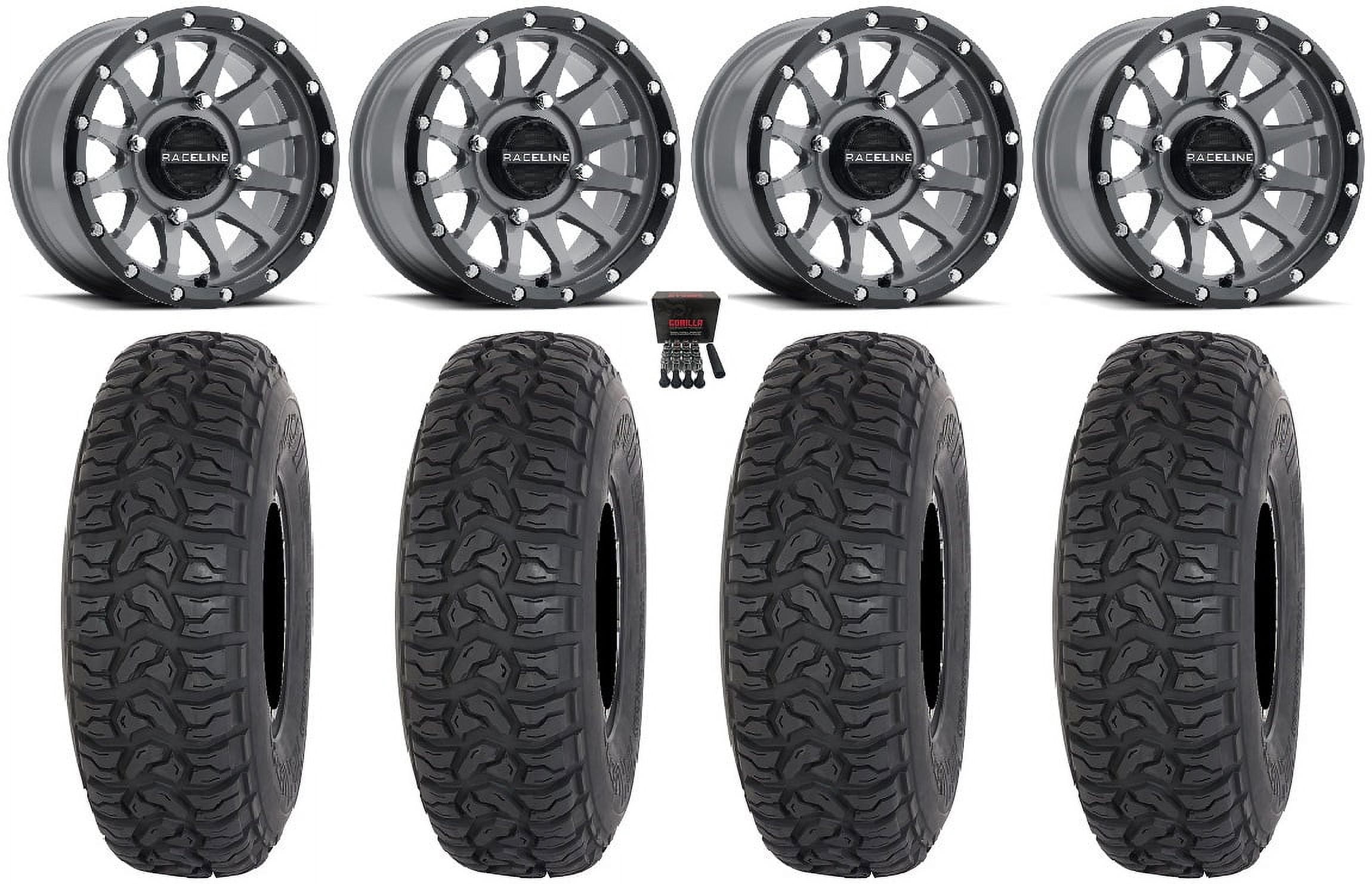 Raceline Trophy 14" Wheels Grey +38mm 30" Chicane LT Tires Can-Am ...