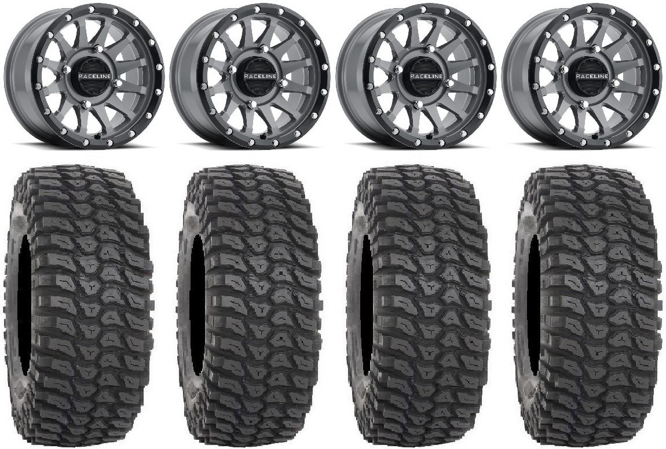 Raceline Trophy 15" Grey Wheels 33" XCR350 Tires Sportsman RZR Ranger ...