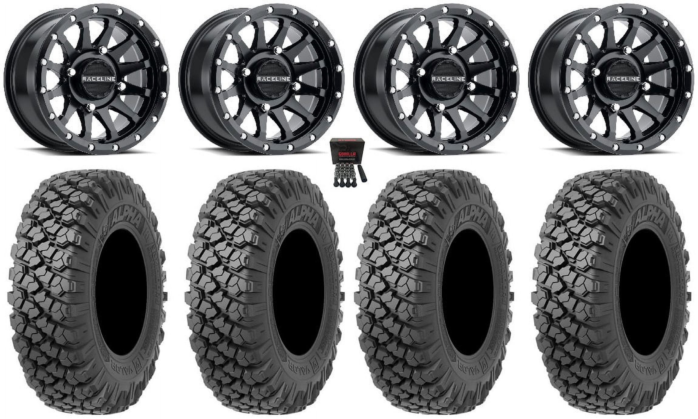 Raceline Trophy 15" Wheels Black 32" Alpha Tires Can-Am Maverick X3 ...