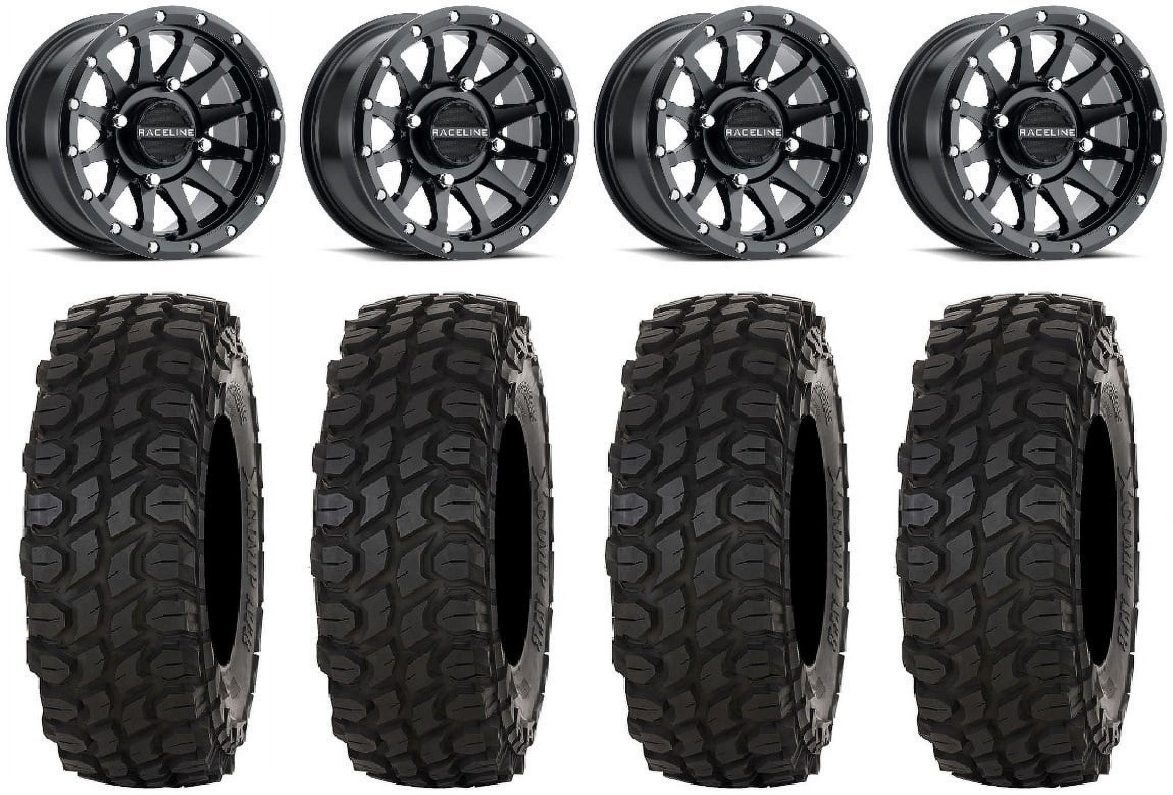 Raceline Trophy 15" Wheels Black 32" XComp ATR Tires Kawasaki Mule Pro ...