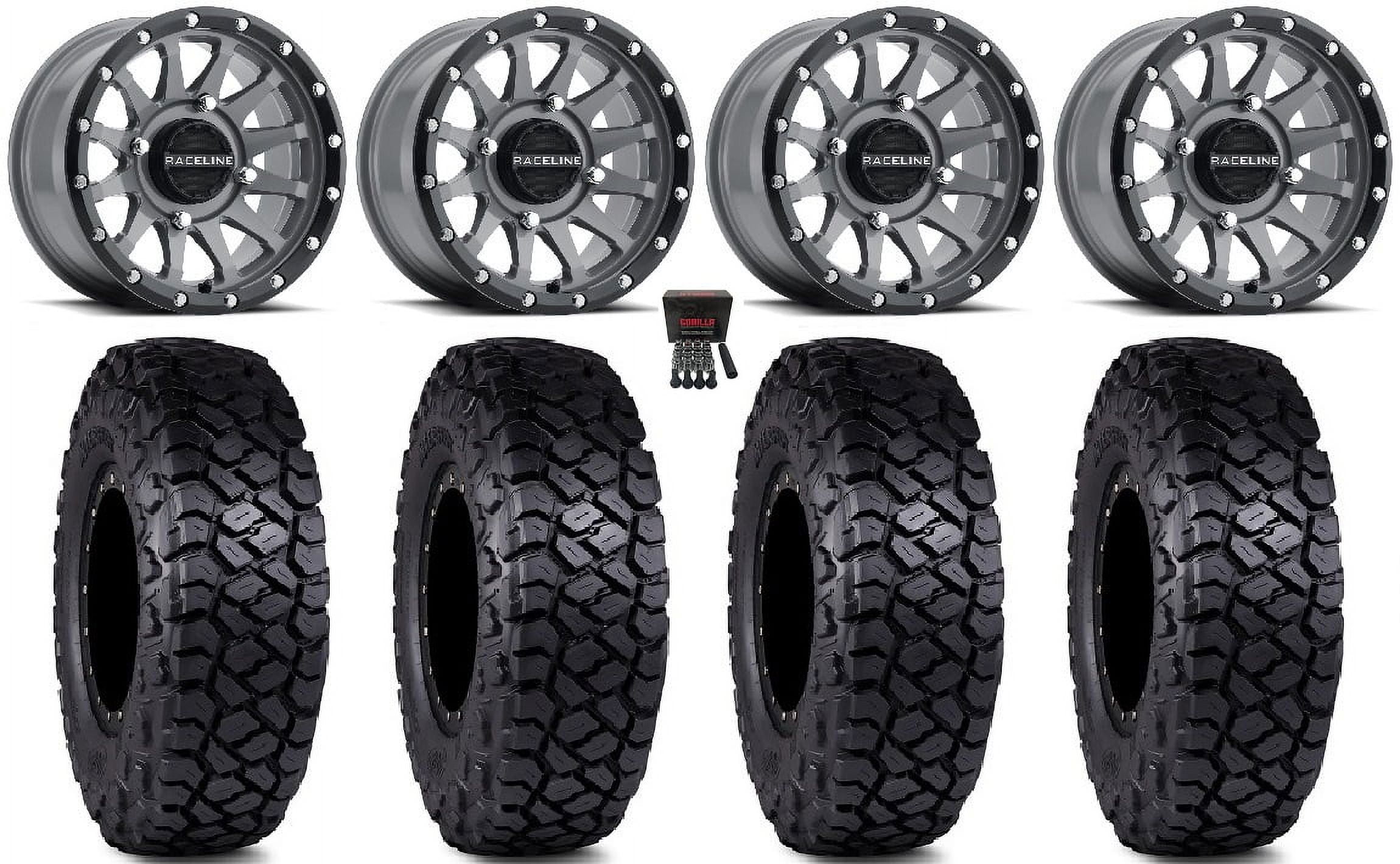 Raceline Trophy 15" Wheels Grey 30" Intersect Tires Sportsman RZR ...